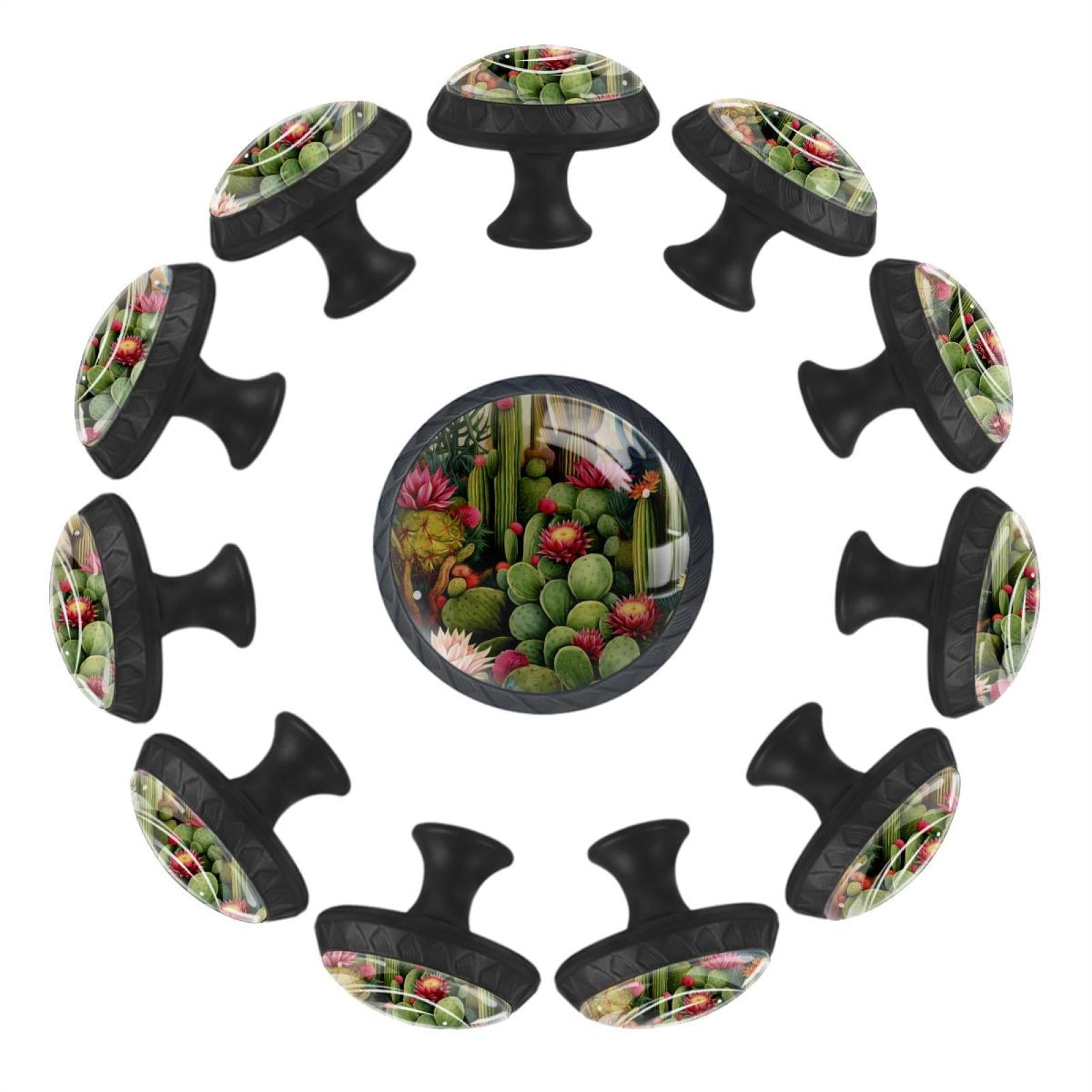 Aesthetic Cactus Flowers Seamless Pattern 35MM Round Glass Cabinet ...
