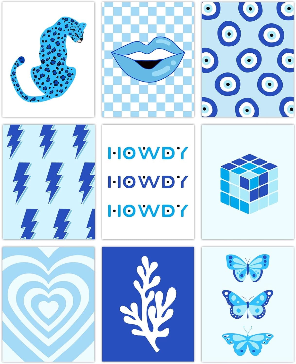 Aesthetic Canvas Wall Art Prints Blue Modern Art Preppy Room Decor ...