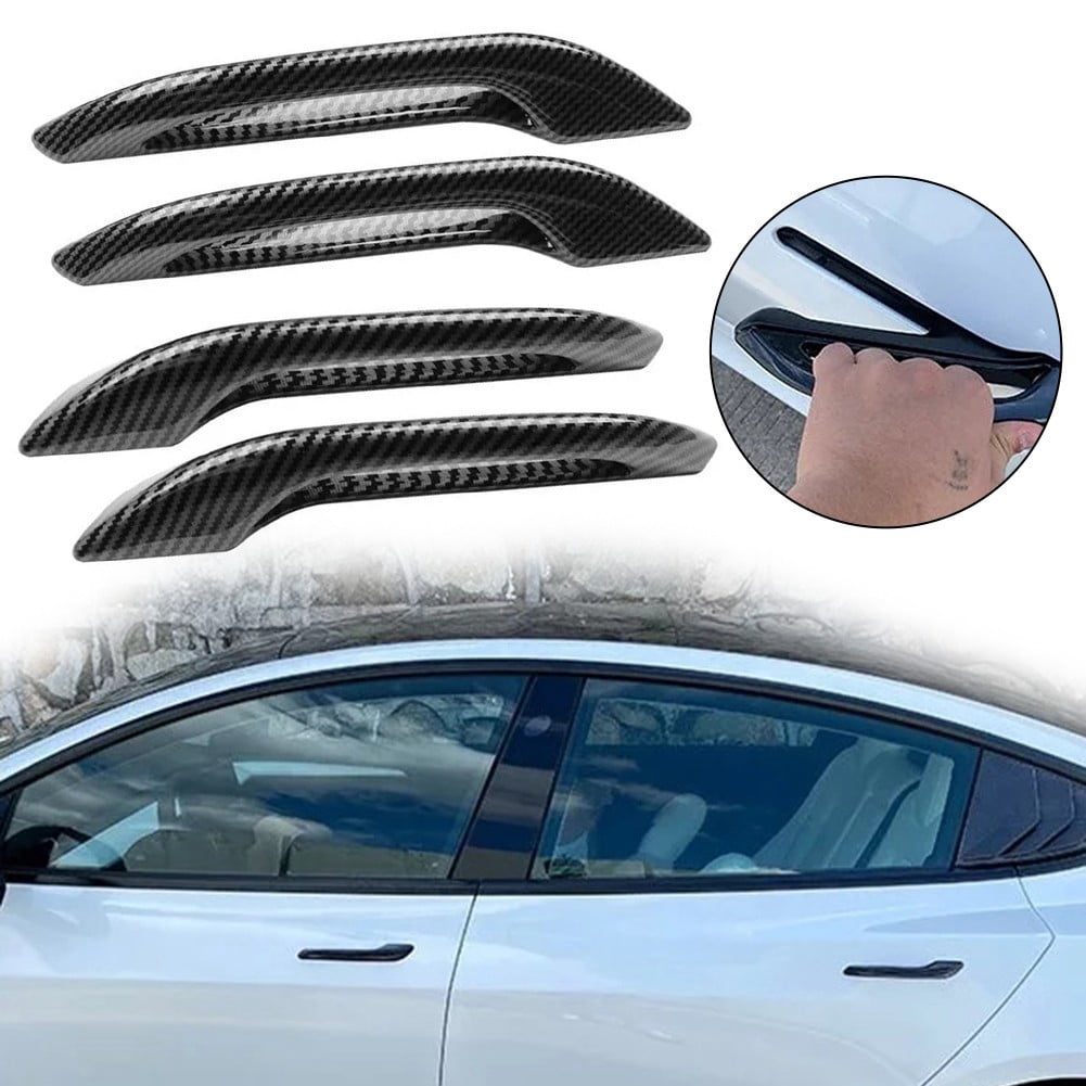 Aesthetic Carbon Fiber Cover Set for Car Door Handles on For Tesla ...