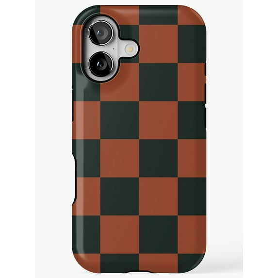 Aesthetic Checkerboard Dark Blue Rust iPhone Case 11 12 13 14 15 16 17 ...