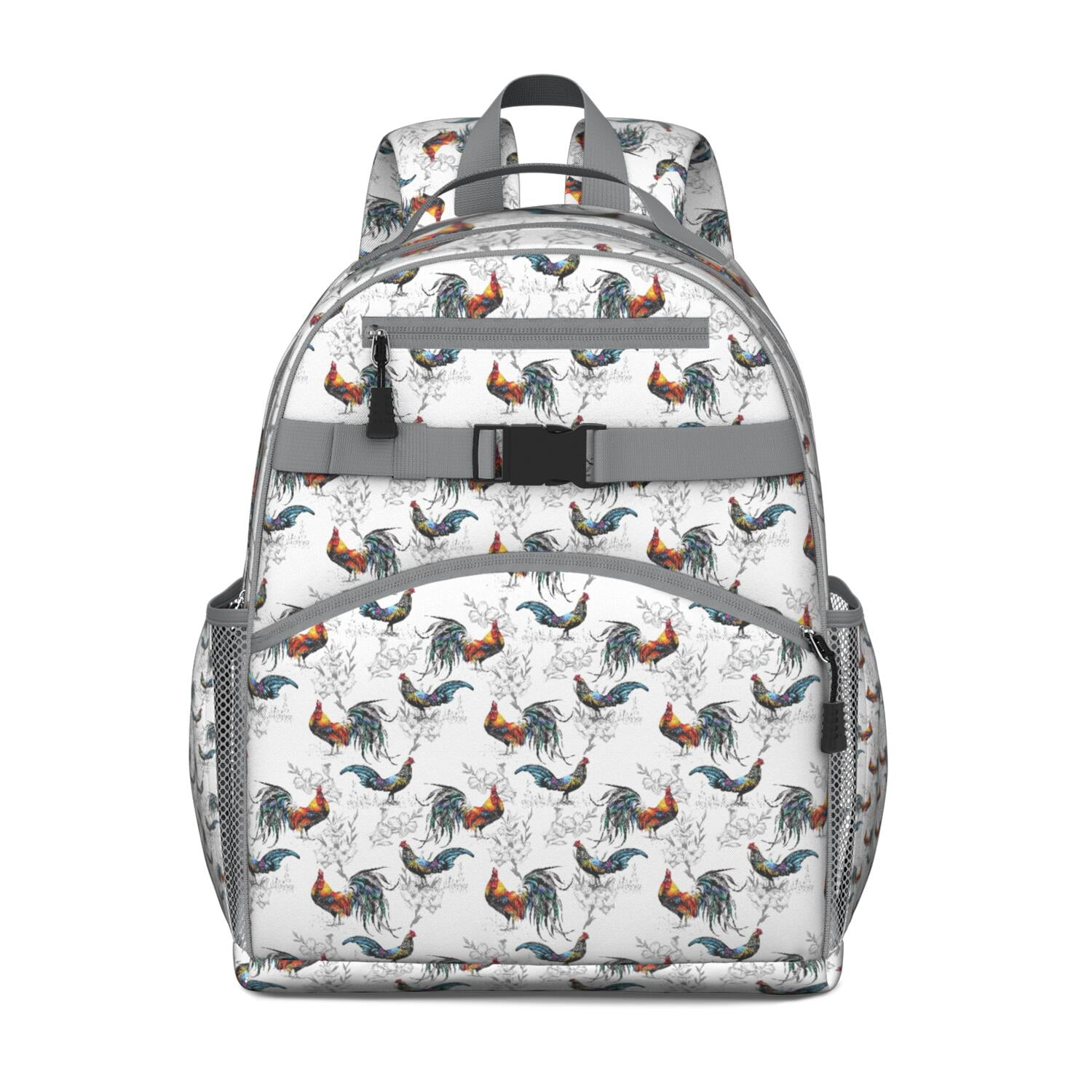 Aesthetic Chicken Print Backpack Hand-Drawn Farm Animal Design with ...