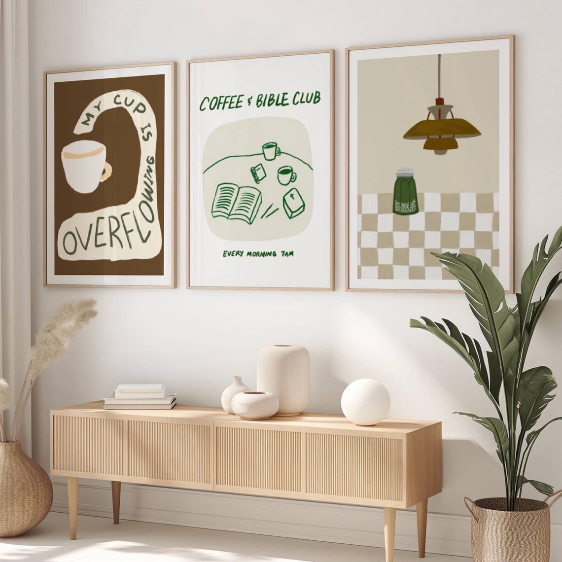 Aesthetic Christian Wall Art Neutral Modern Coffee Shop Cafe Retro ...