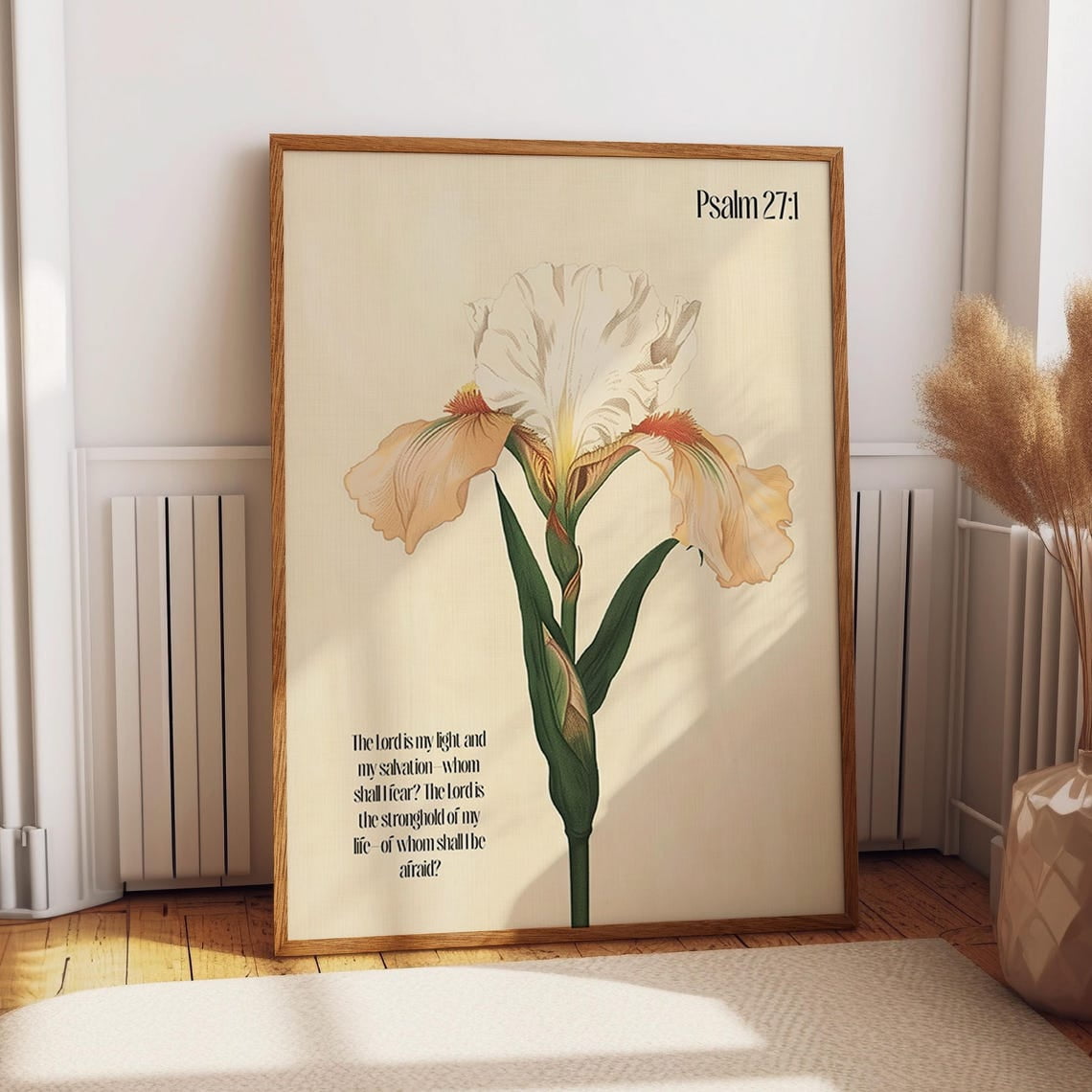Psalm 27:1 Scripture Wall Art – Iris Flower Illustration Christian ...