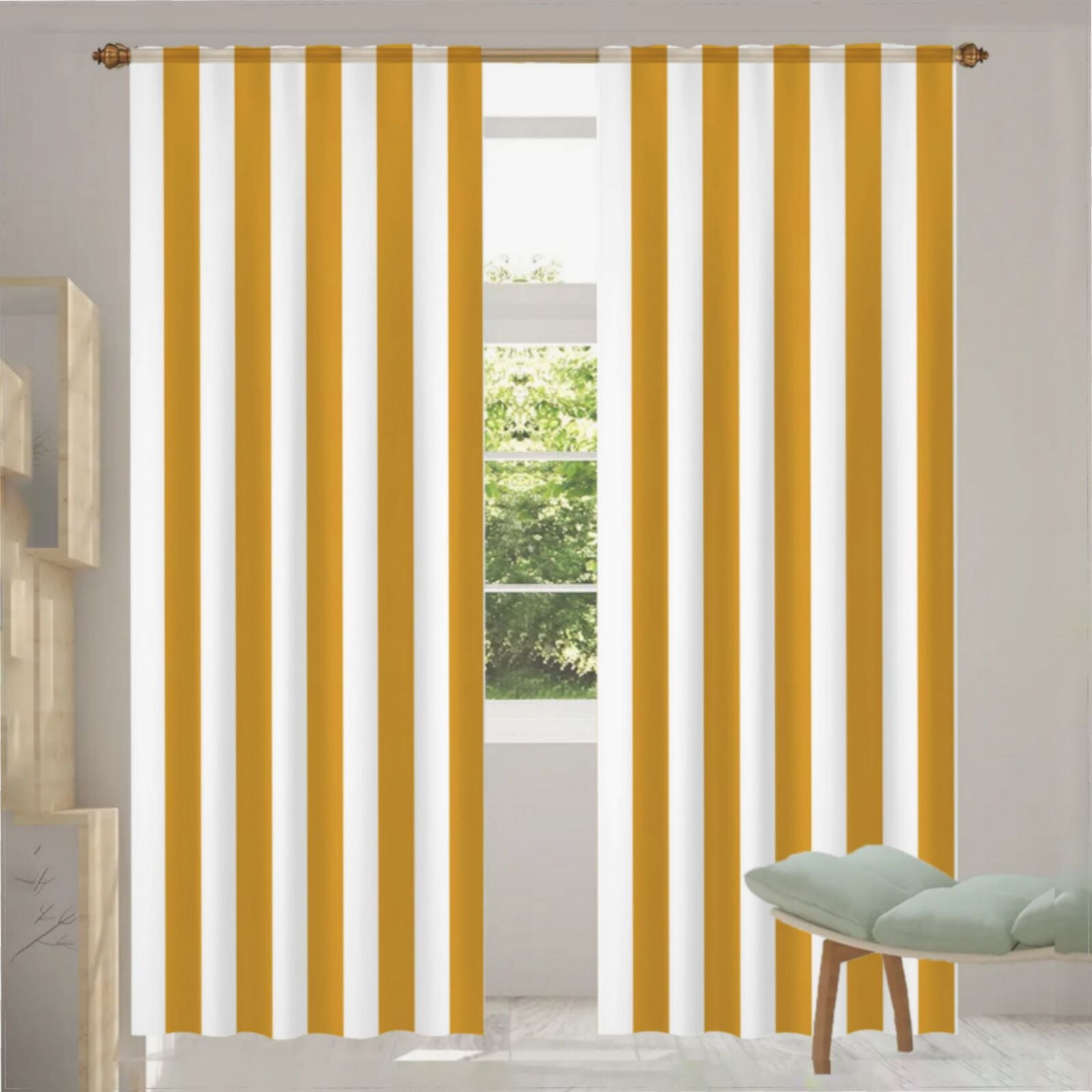 Aesthetic Chrome Yellow And White Vertical Curtains for Living Room Bedroom Decor Transparent ...