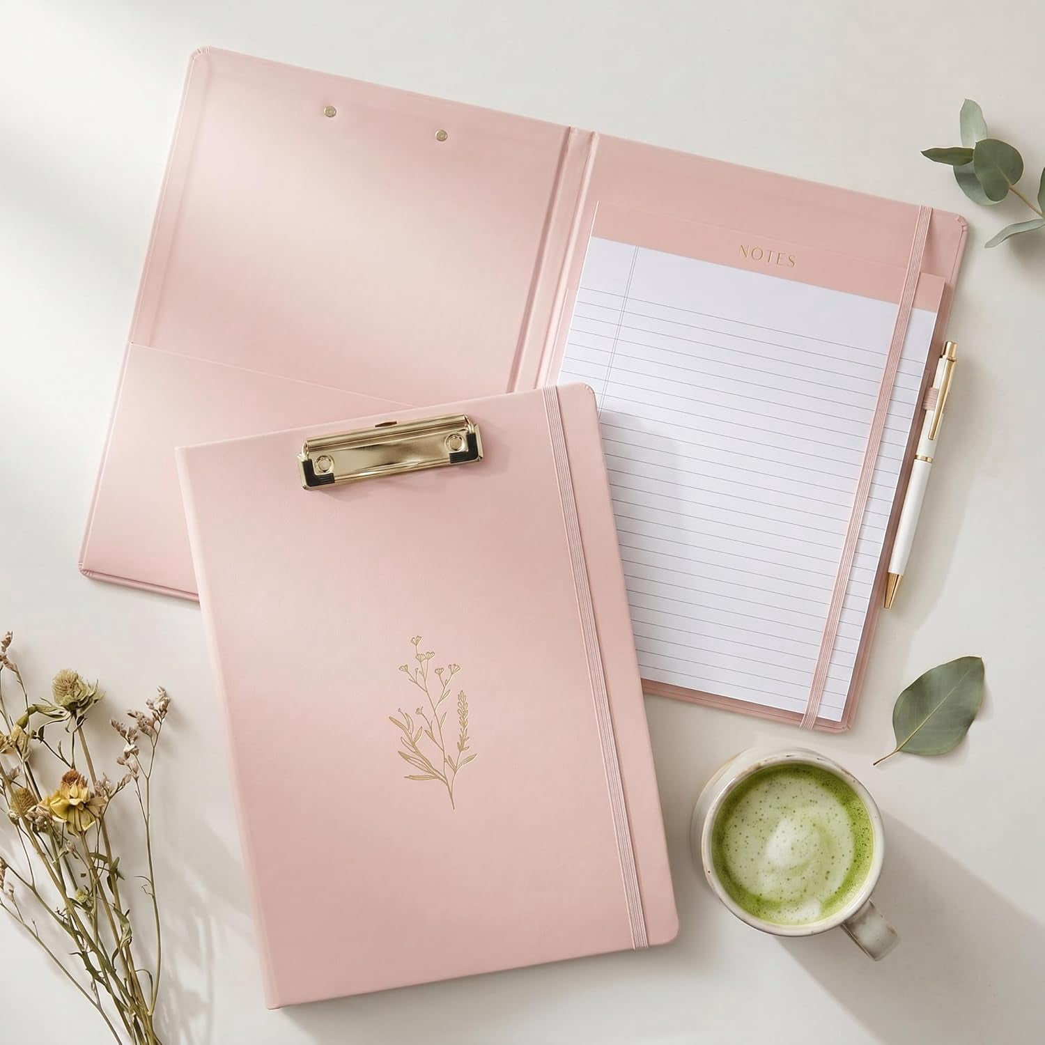 Aesthetic Clipboard Folio with Refillable Lined Notepad & Interior ...