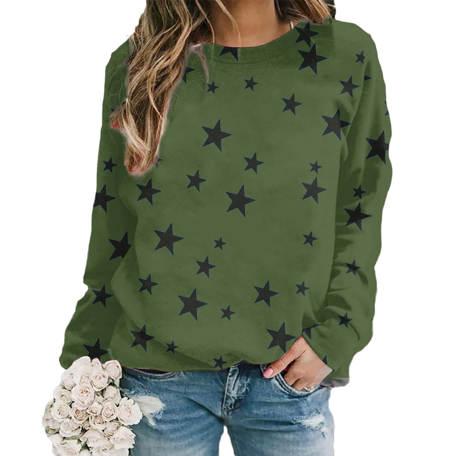 Aesthetic Crewneck Sweatshirts Women Varsity Soft Vintage Graphic Top ...