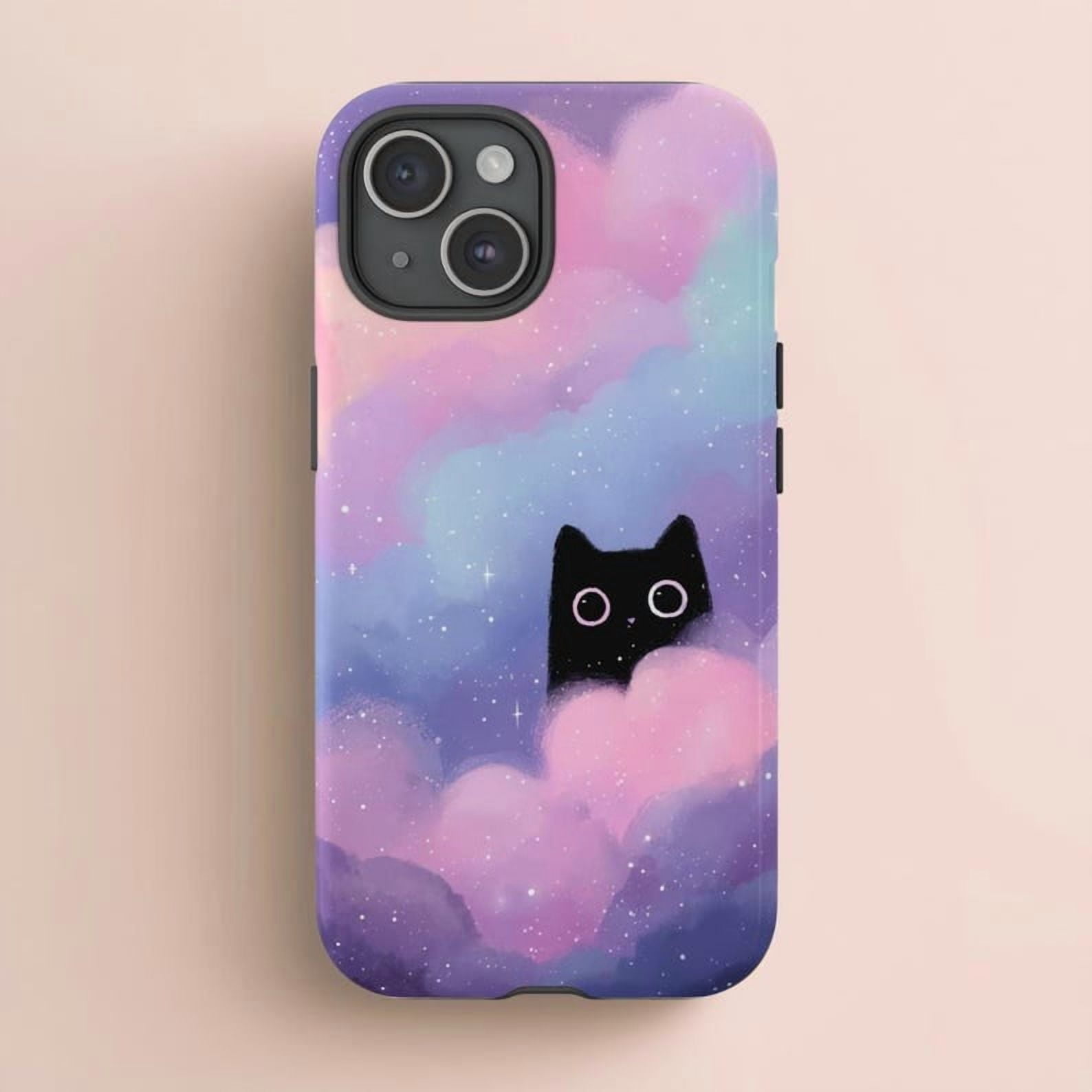 Aesthetic Cute Black Cat Starry Sky Heavy-Duty Protective Case for ...