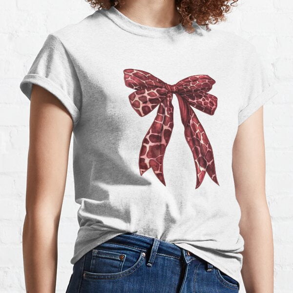 Aesthetic Cute Red Giraffe Print Bow Classic T-shirt - Walmart.com