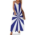 Aesthetic Dark Blue And White Sunburst Sleeveless Dress Loose Women's Dress Dresses Luxury ...
