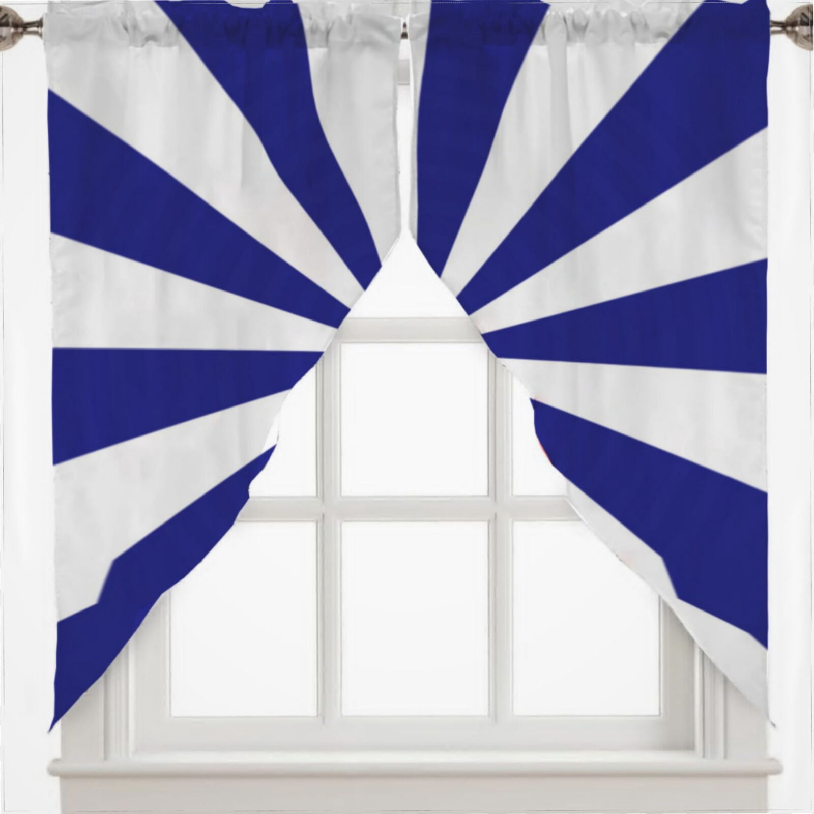 Aesthetic Dark Blue And White Sunburst Swag Valances For Windows 2 Pack ...