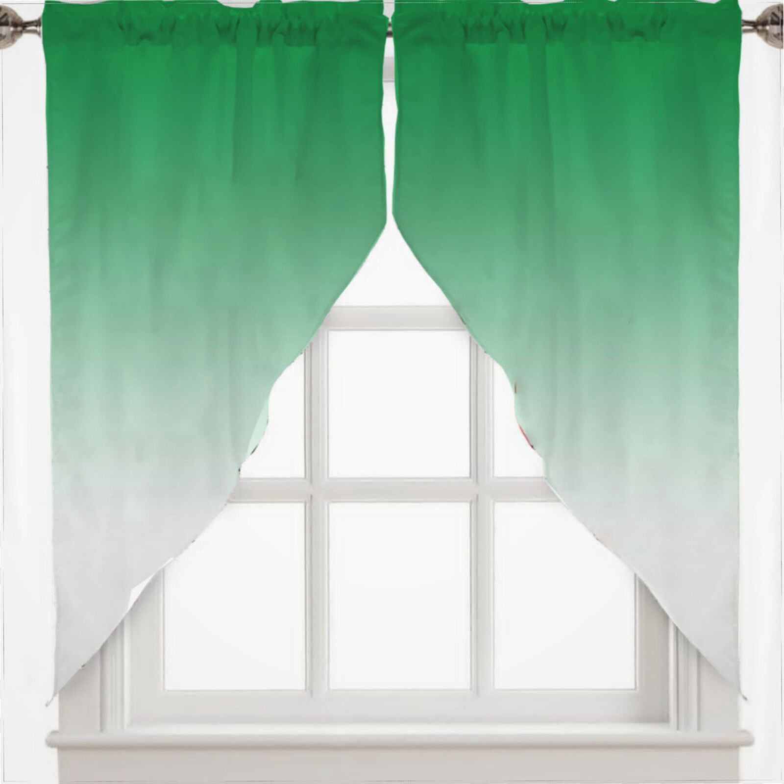 Aesthetic Dark Green And White Gradient Swag Valances For Windows 2 ...