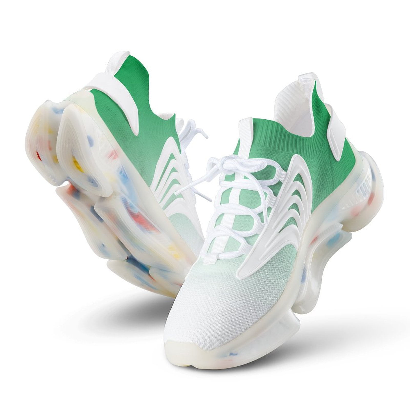 Aesthetic Dark Green And White Gradient Walking Shoes for Men Woman ...