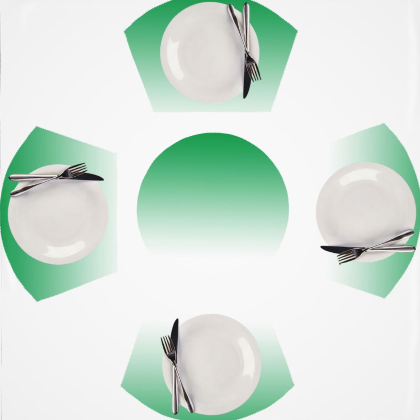 Aesthetic Dark Green And White Gradient Round Table Placemats Set Of 5 ...