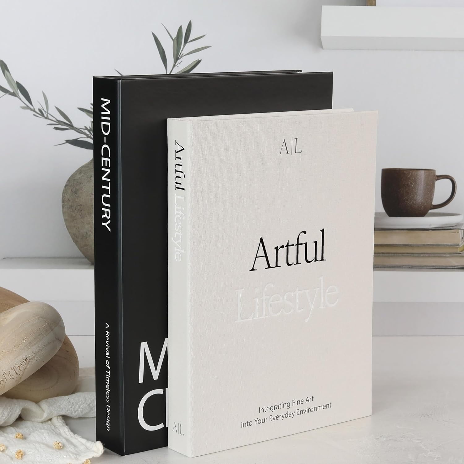 Aesthetic Decorative Books - Set of 2 Stylish Boxes Enhance Your Coffee ...