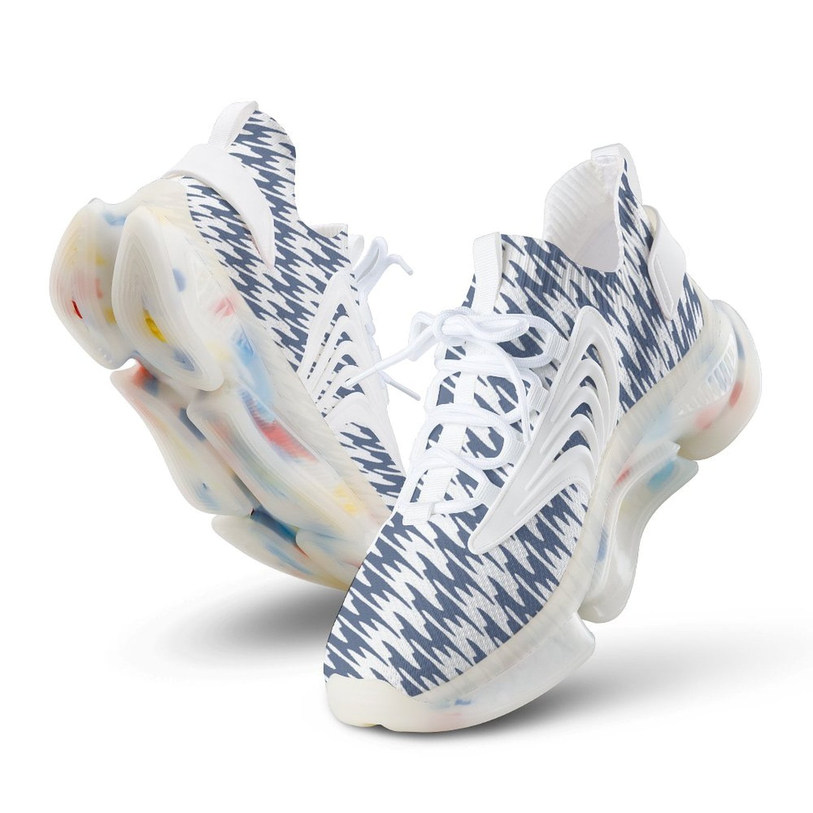 Aesthetic Pastel Blue And White Ripple Walking Shoes for Men Woman ...