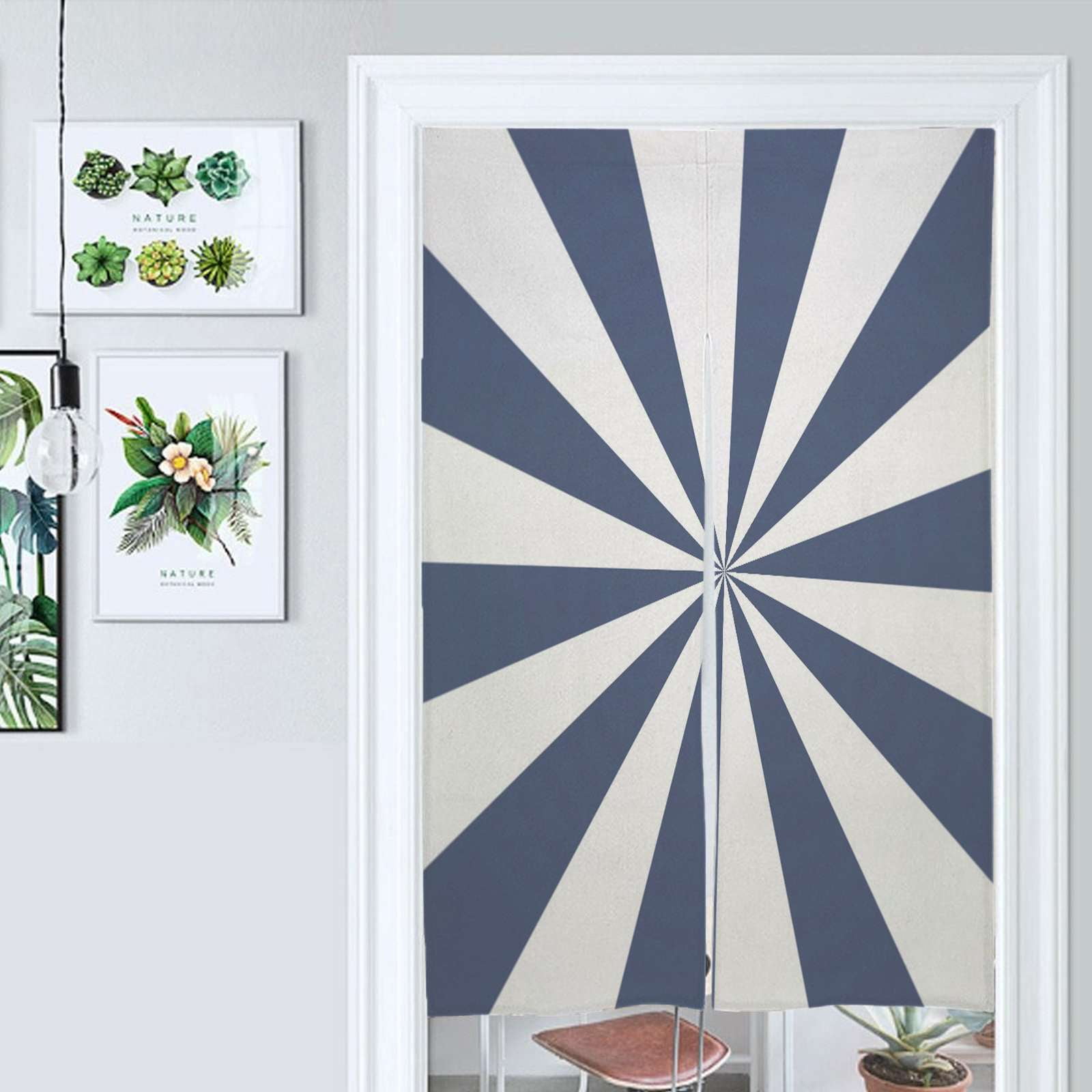 Aesthetic Distant Blue And White Sunburst Door Curtain Nordic Living ...