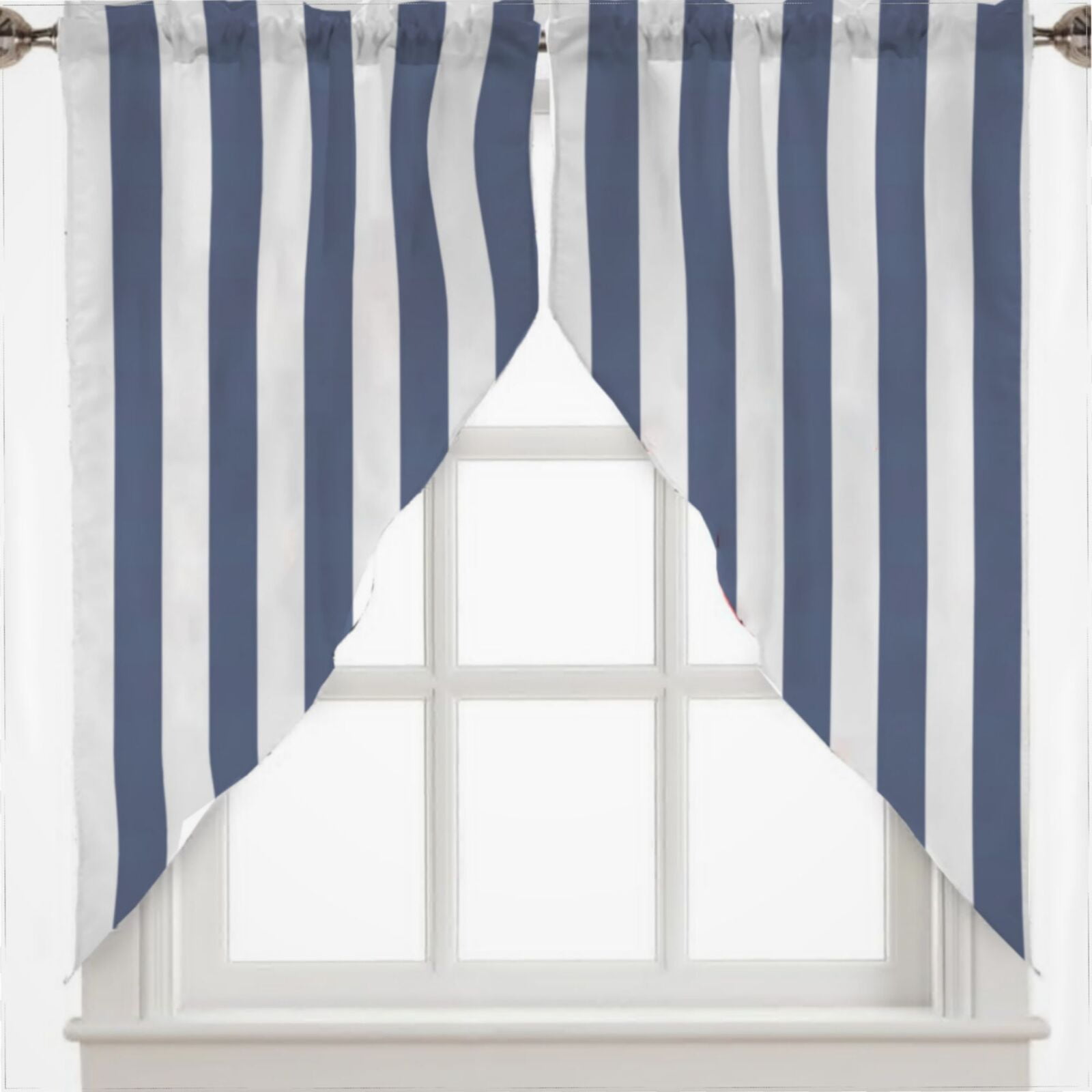 Aesthetic Distant Blue And White Vertical Swag Valances For Windows 2 ...