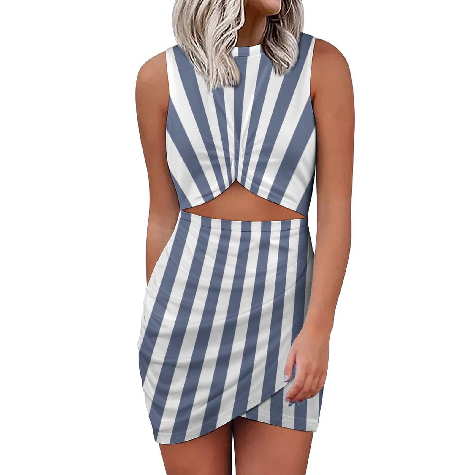 Aesthetic Distant Blue And White Vertical Women's Crossover Slim Hip ...