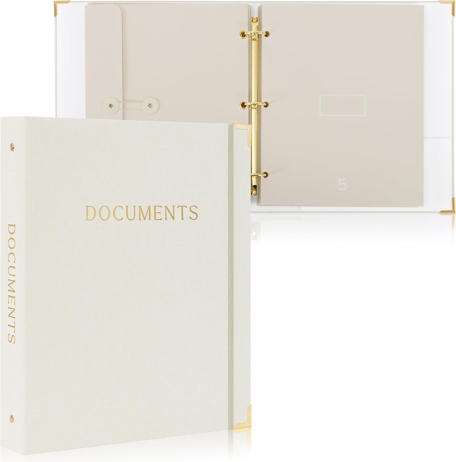 Aesthetic Document Organizer - Sturdy Linen 3-Ring Binder Safely Stores ...
