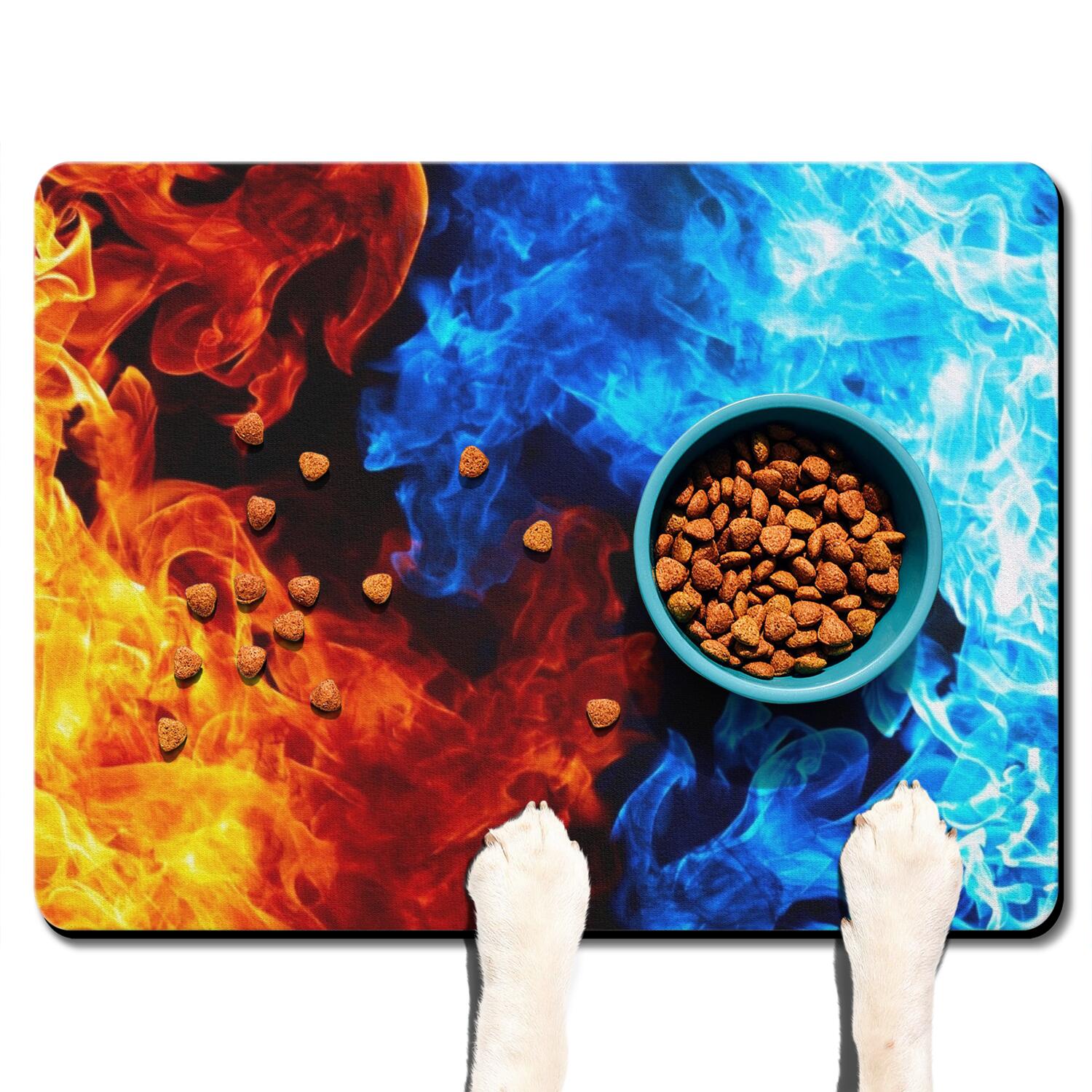 Aesthetic Dog Food Mat in Classic Retro and Abstract Style – Washable ...