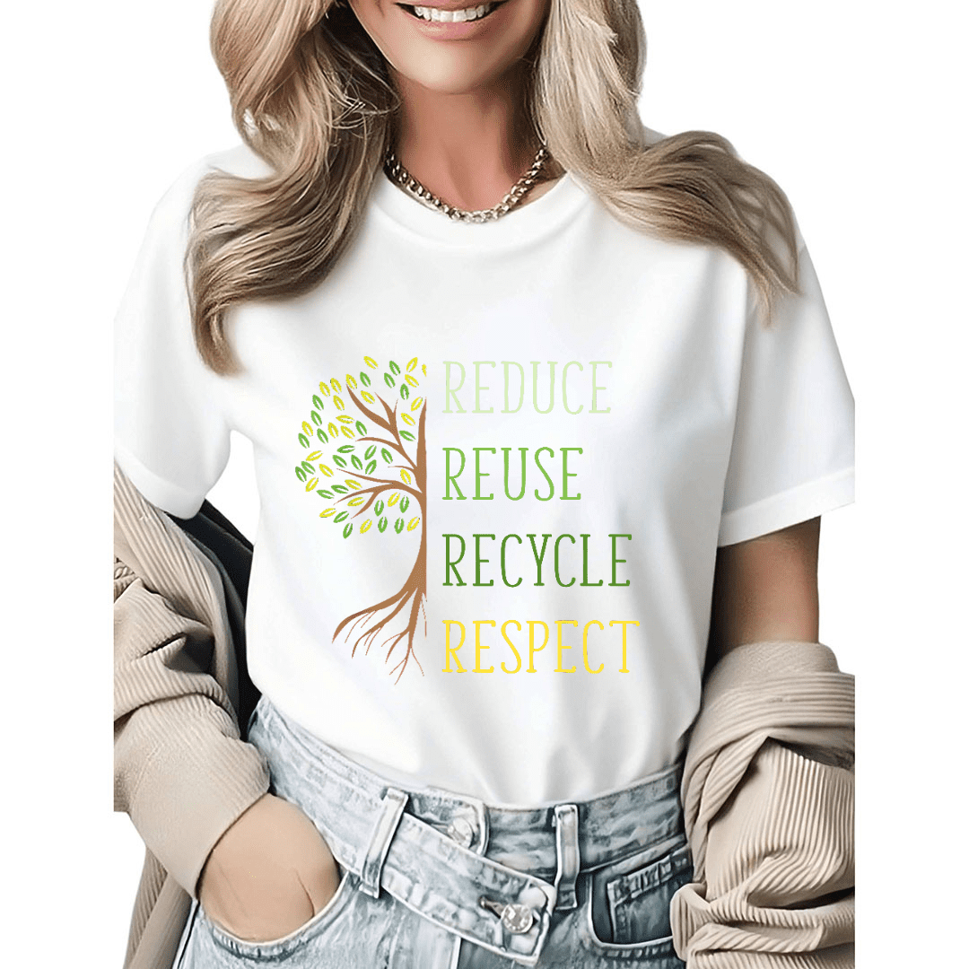 Aesthetic Eco Friendly Gift Reduce Reuse Recycle Graphic Tees Womans T ...