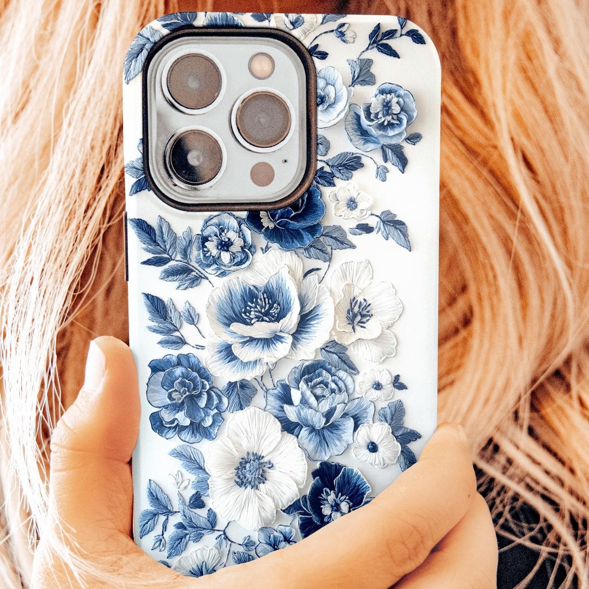 Aesthetic Embroidered Blue Toile Phone Case with a Chinoiserie Gift ...