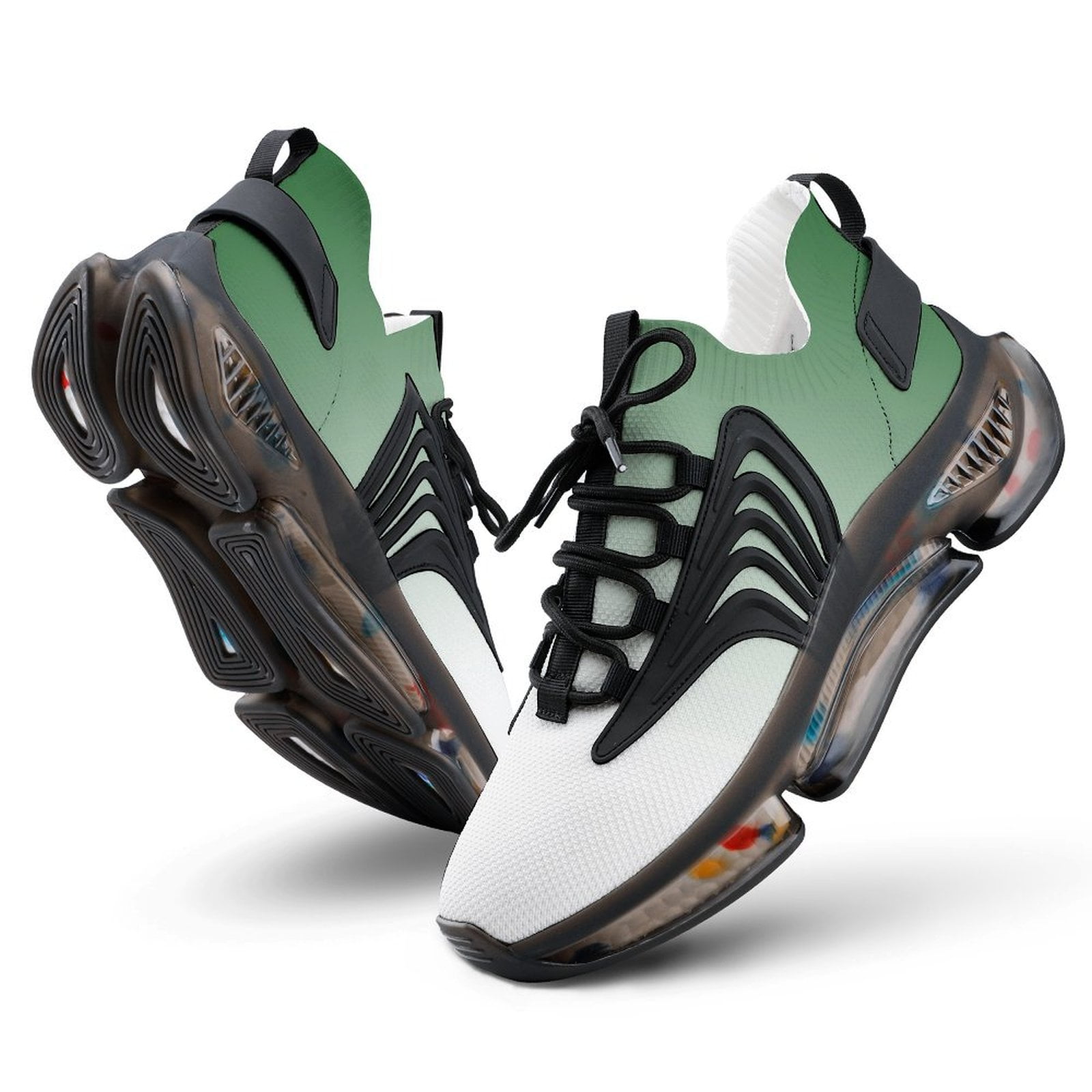 Aesthetic Emerald Green And White Gradient Walking Shoes for Men Woman ...