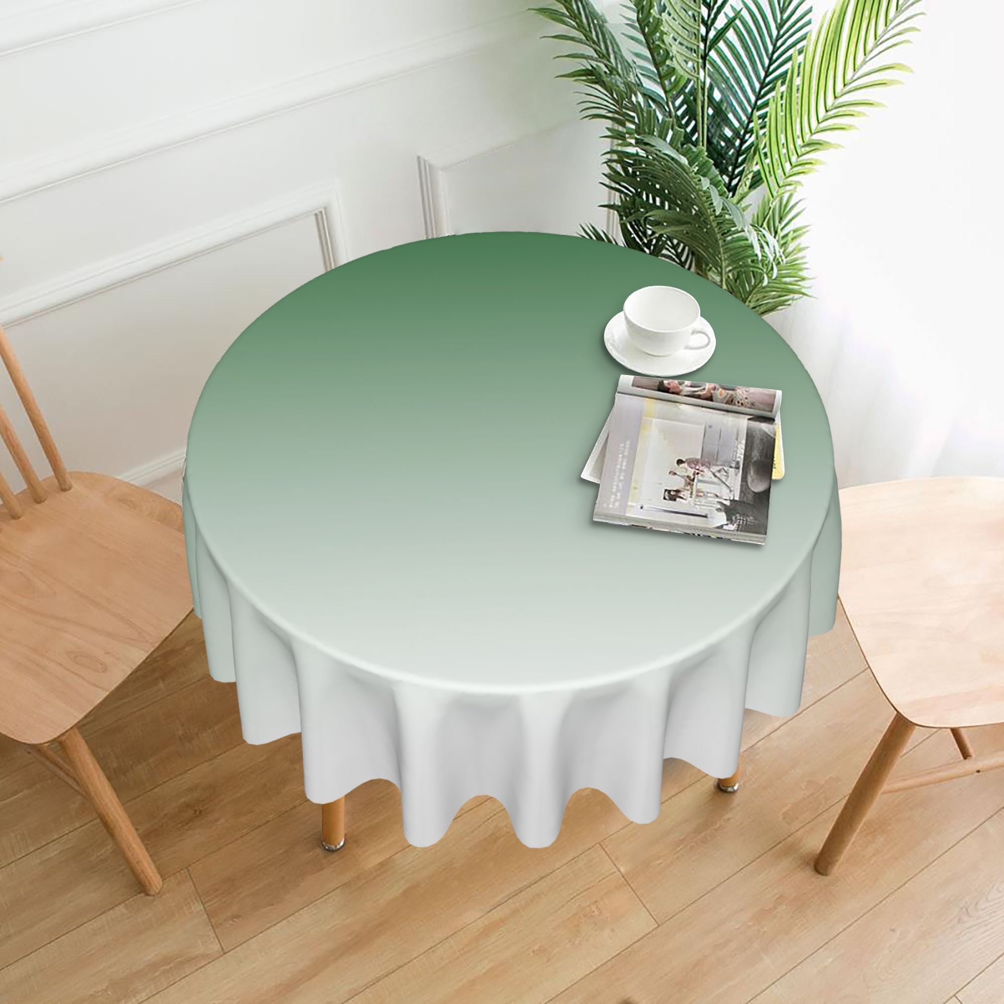 Aesthetic Emerald Green and White Gradient Polyester Round Tablecloths ...
