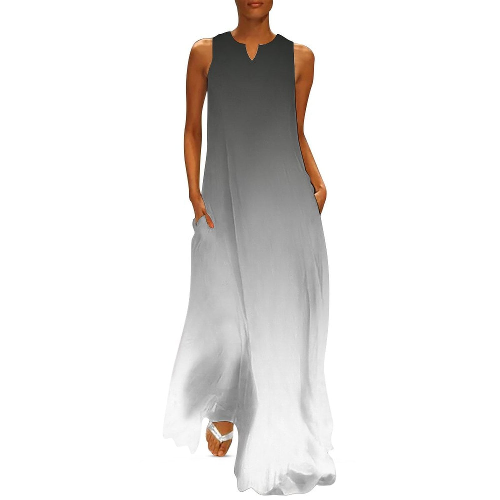 Aesthetic Fir Green And White Gradient Long Dress Luxury Woman Evening ...