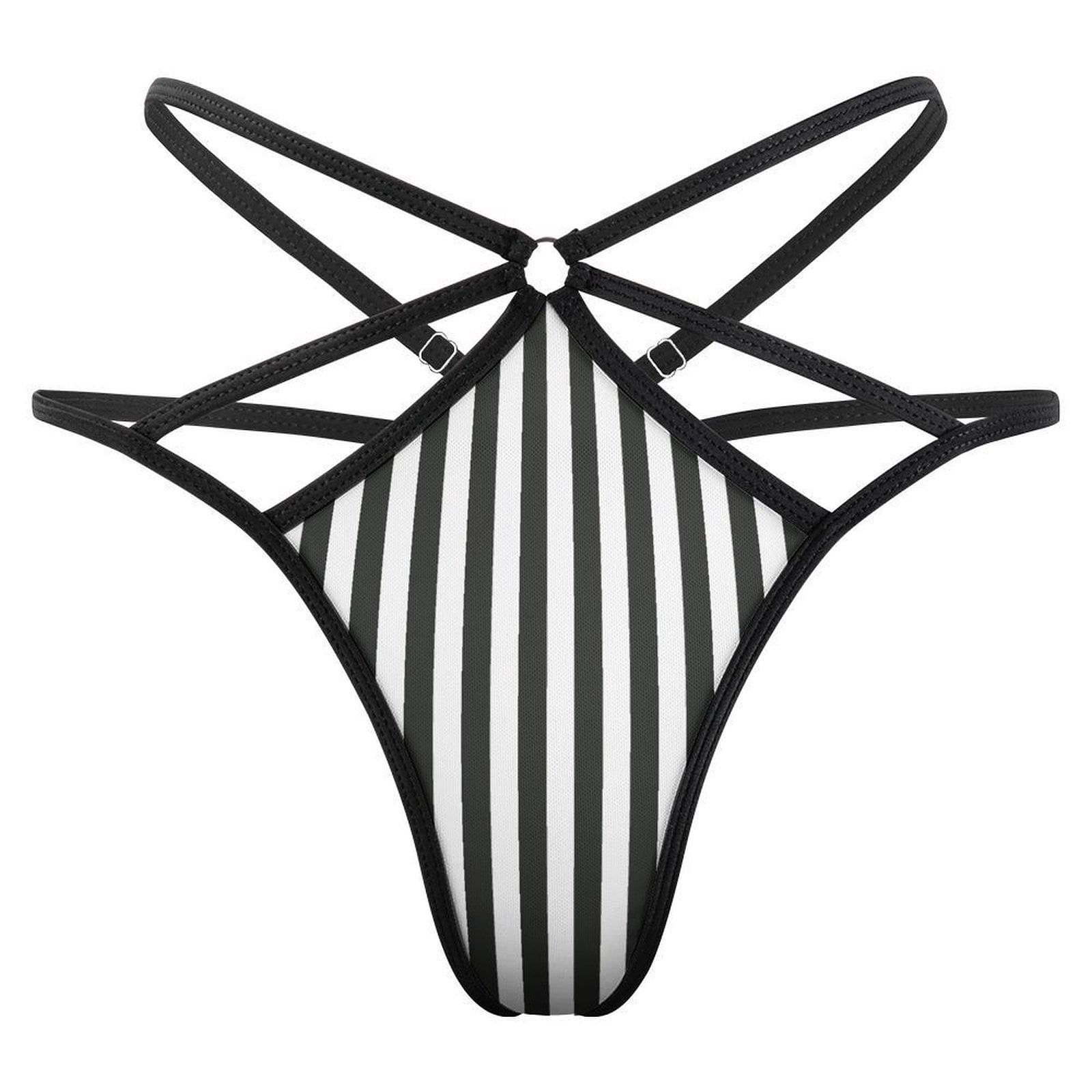 Aesthetic Fir Green And White Vertical Open Type Women's Panties Crotch ...