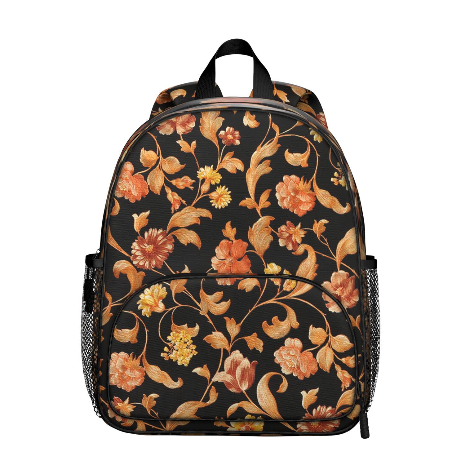 Aesthetic Floral Design Backpack - Breathable & Adjustable for Teens ...