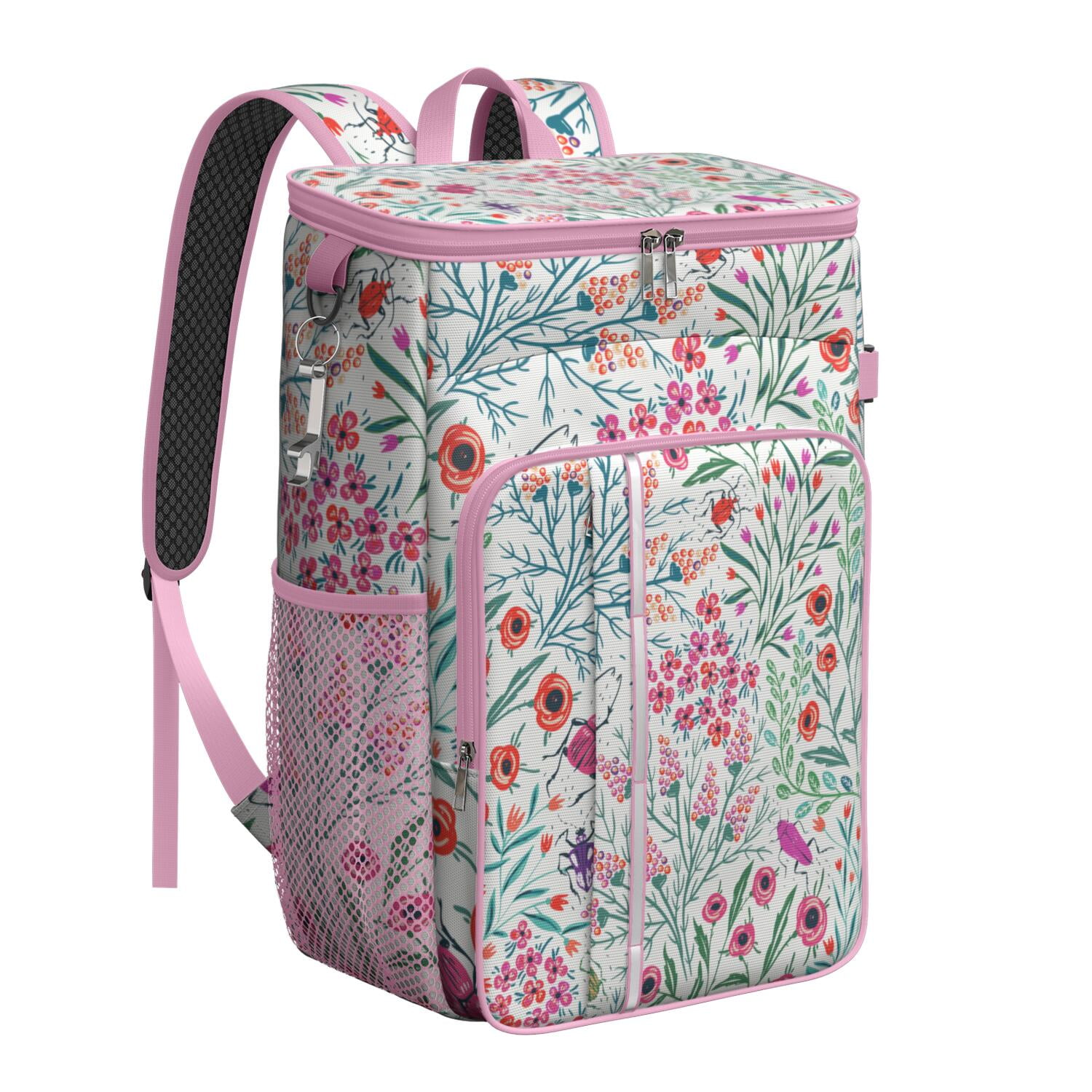 Aesthetic Floral Design Backpack Cooler, Waterproof Wildflower Lunch ...