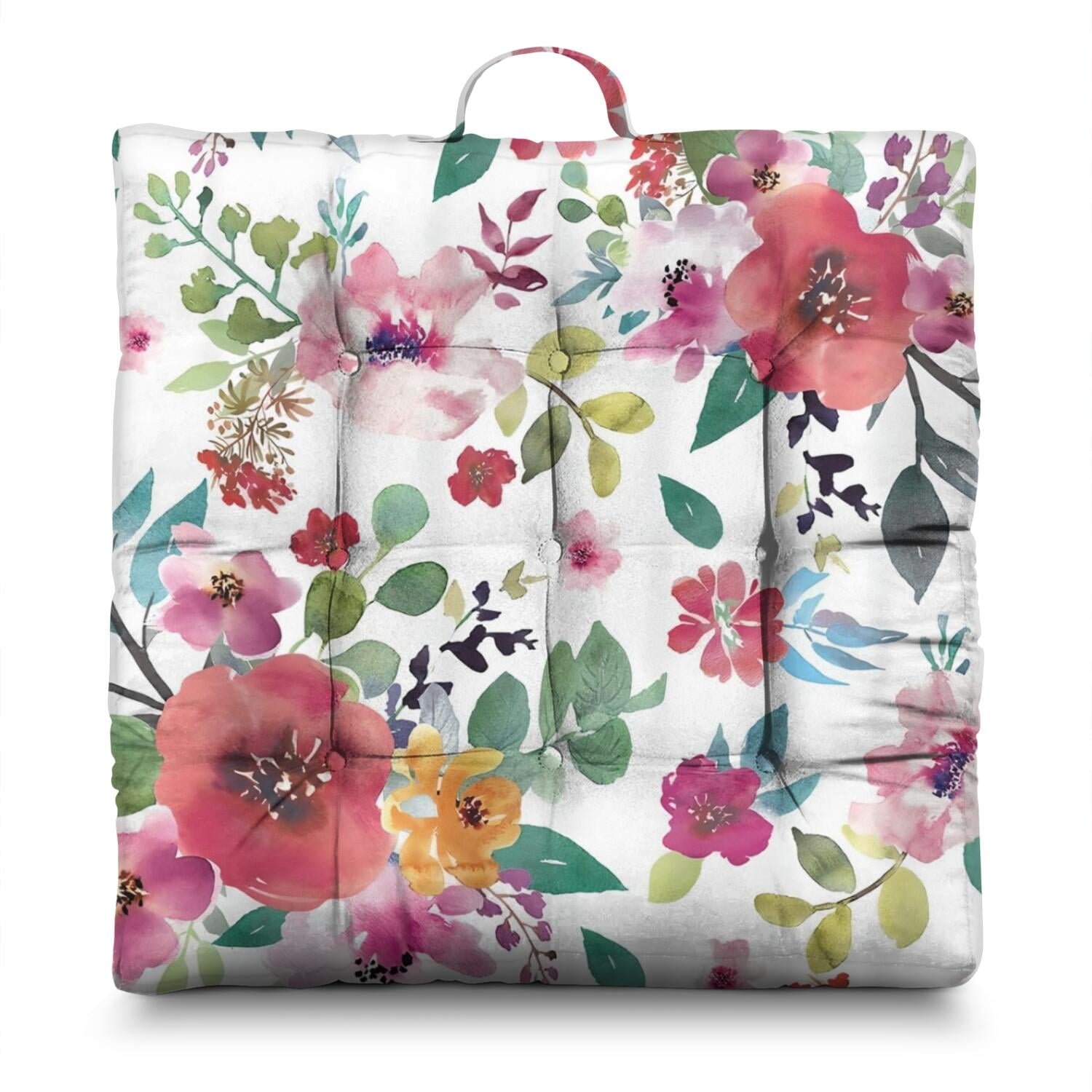 Aesthetic Floral Floor Pillow - Supportive Square Zabuton with ...