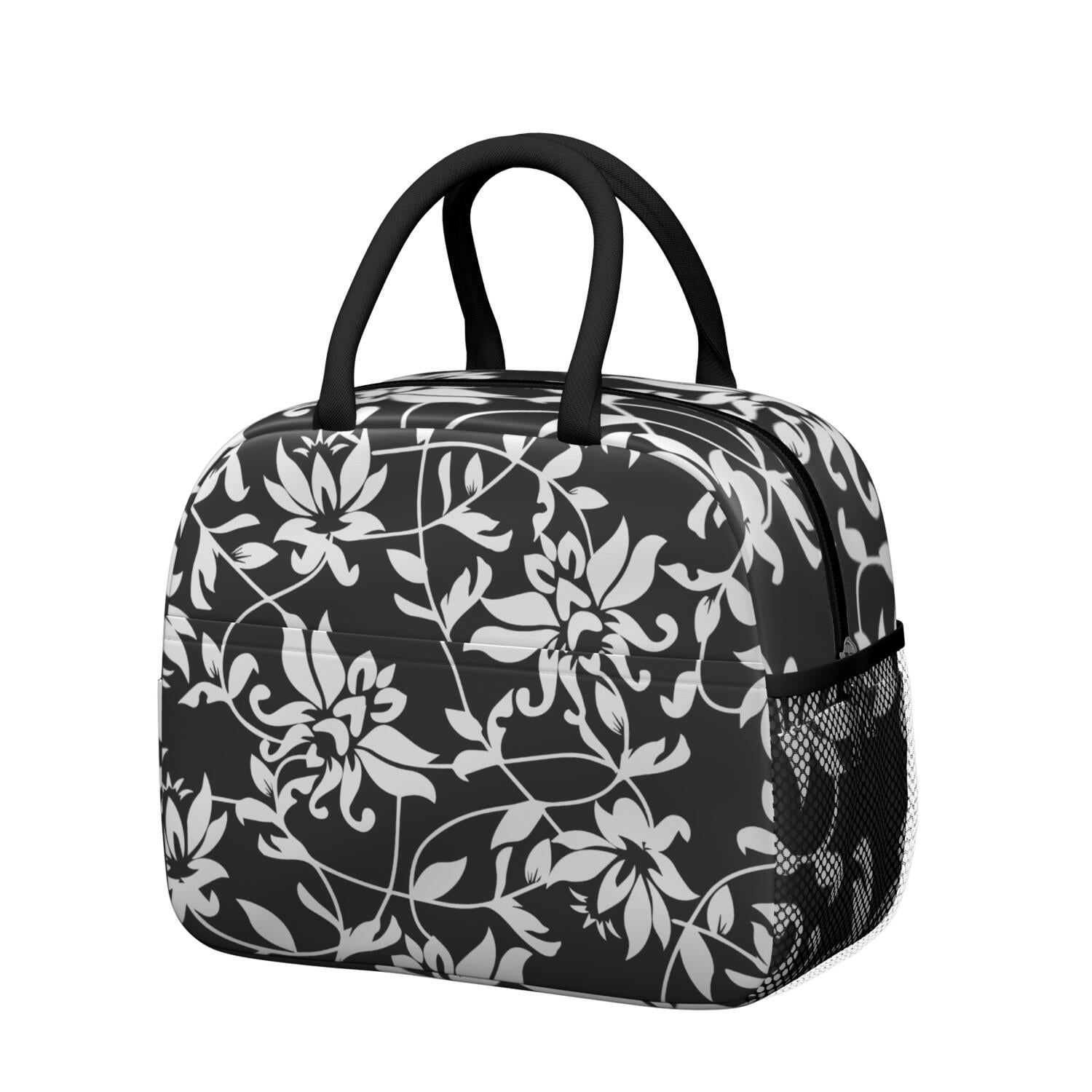 Aesthetic Floral Insulated Lunch Bag - Waterproof Reusable Thermal ...