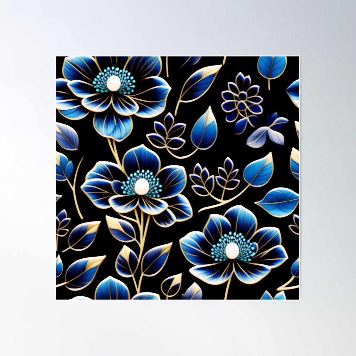 Aesthetic Floral Repeat With A Rich Jewel-Toned Color Palette Poster ...