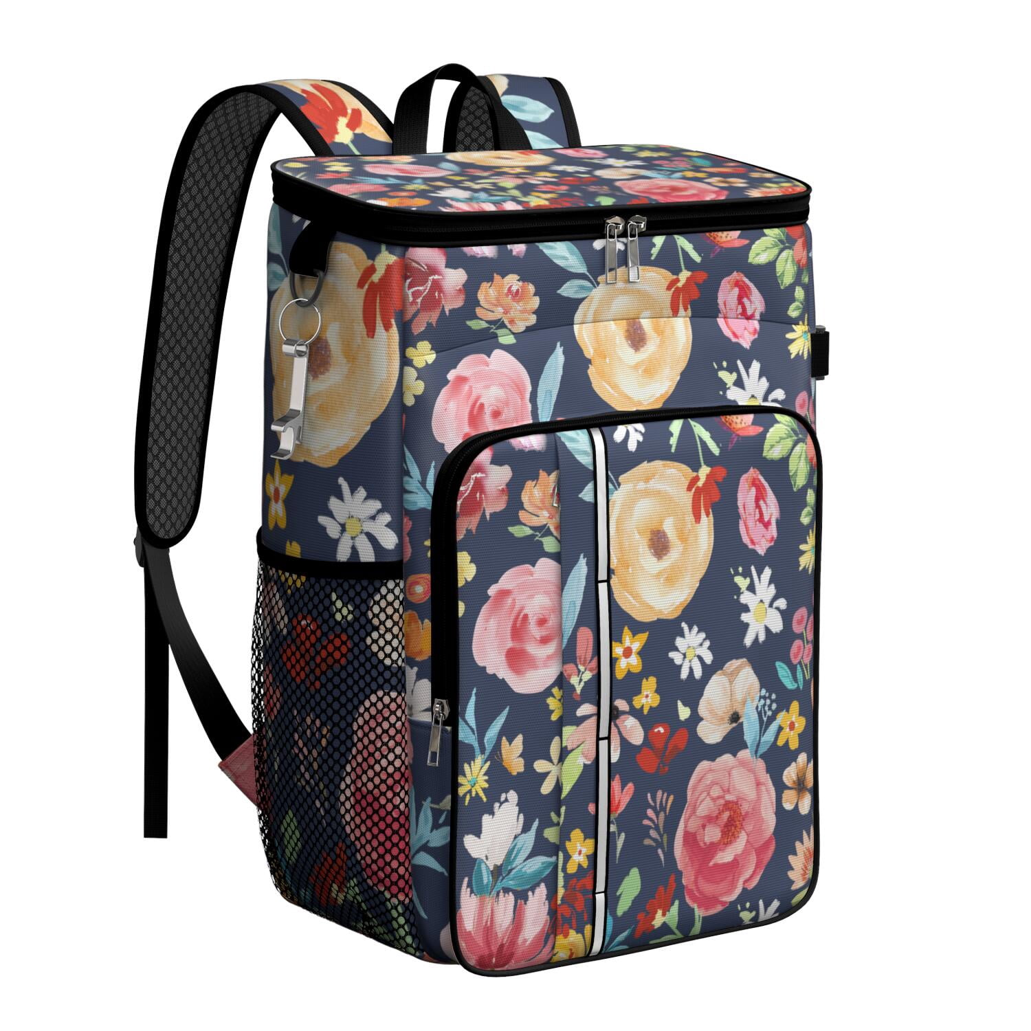 Aesthetic Floral Retro Backpack Cooler - 20L High Capacity, Lightweight ...