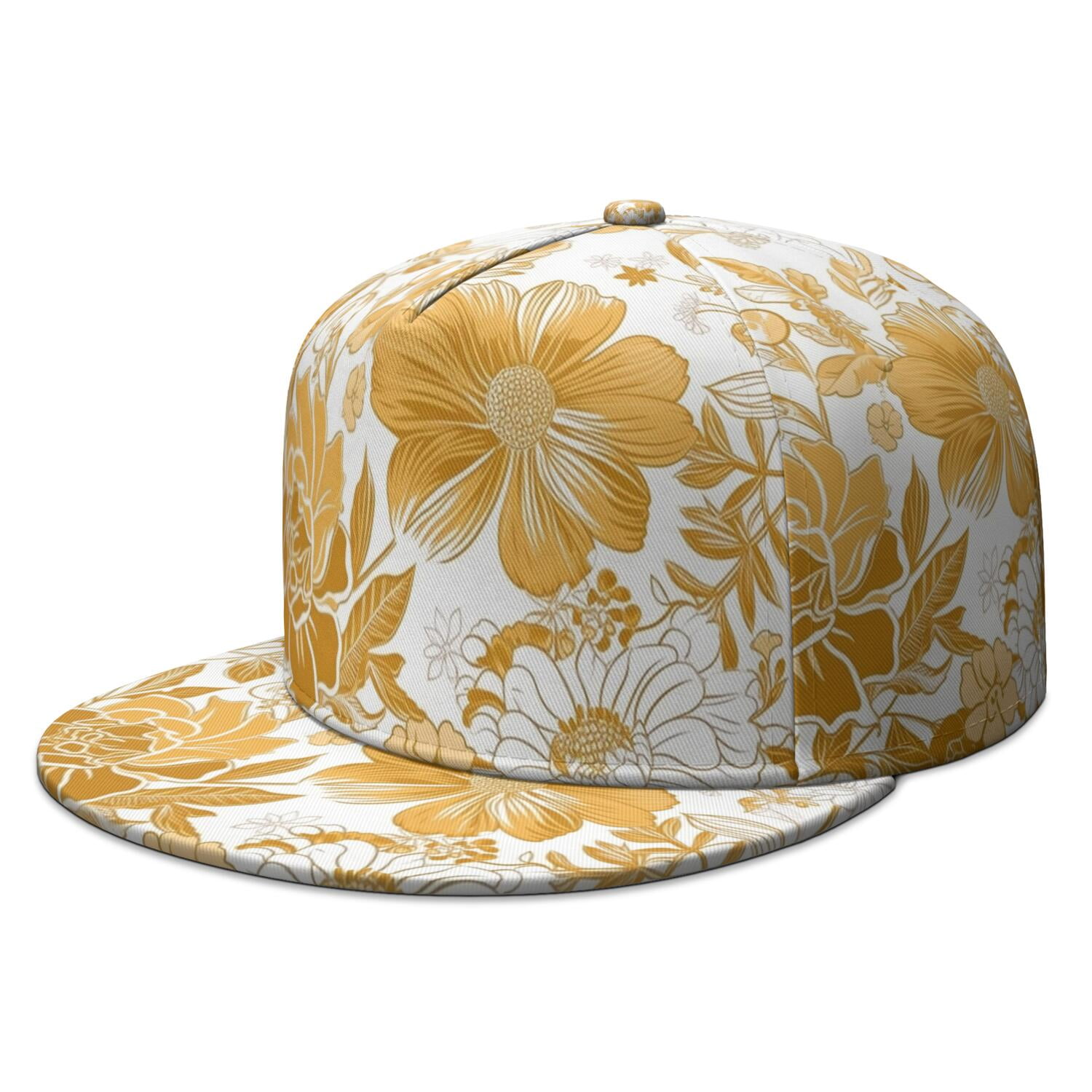 Aesthetic Floral Snapback Cap, Adjustable Flat Brim Hat, Artistic ...