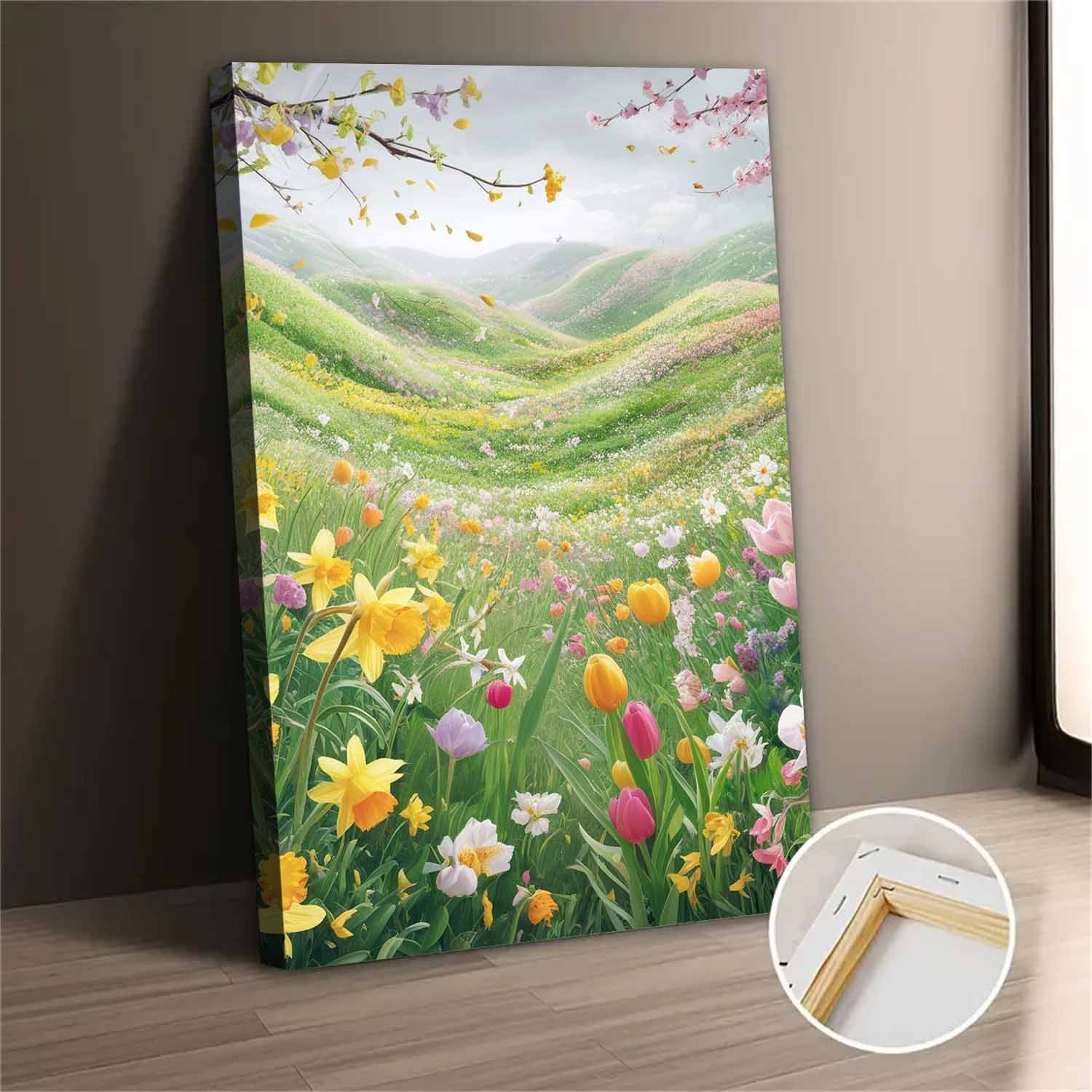 Aesthetic Flower Field Canvas Wall Art - Walmart.com
