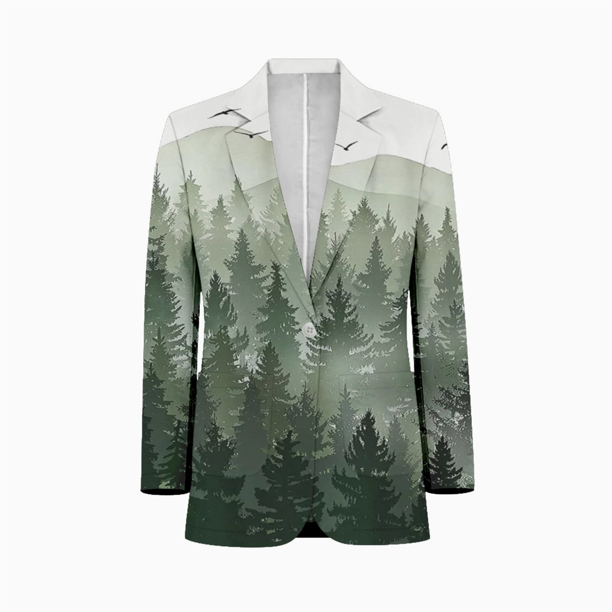 Aesthetic Foggy Mountain View Painting Trees Customized Men's Suits ...