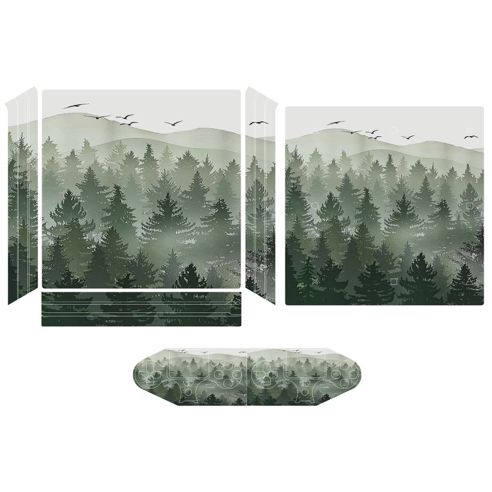 Aesthetic Foggy Mountain View Painting Trees PS4/PS4 Pro/PS4 Slim Skin ...