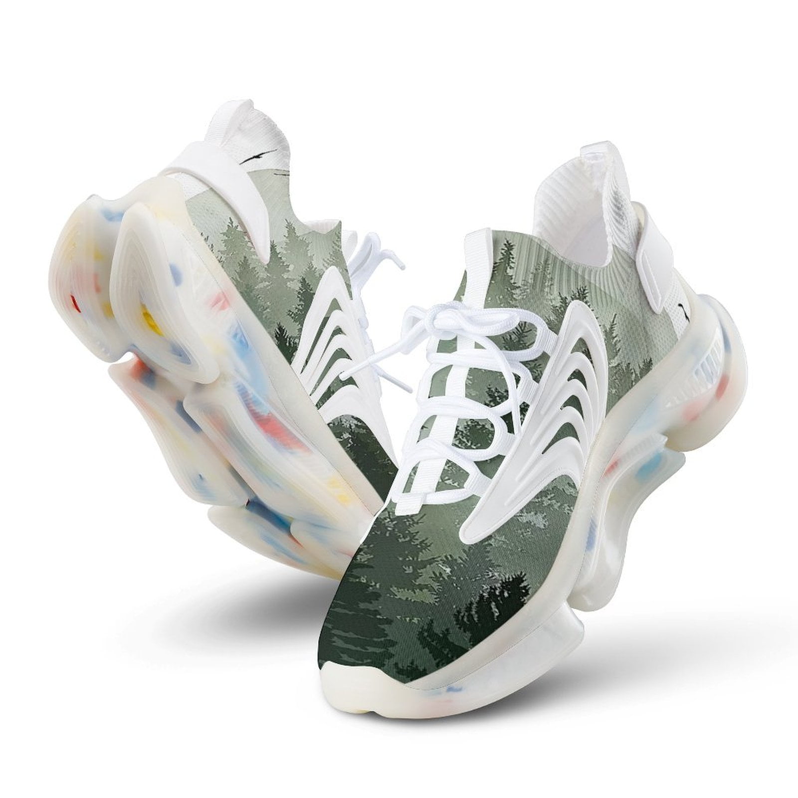 Aesthetic Foggy Mountain View Painting Trees Walking Shoes for Men ...