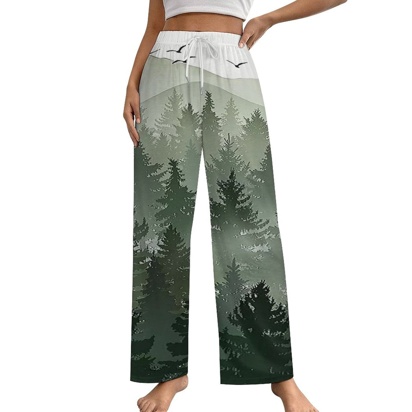 Aesthetic Foggy Mountain View Painting Trees Women's Pajamas Pajama ...