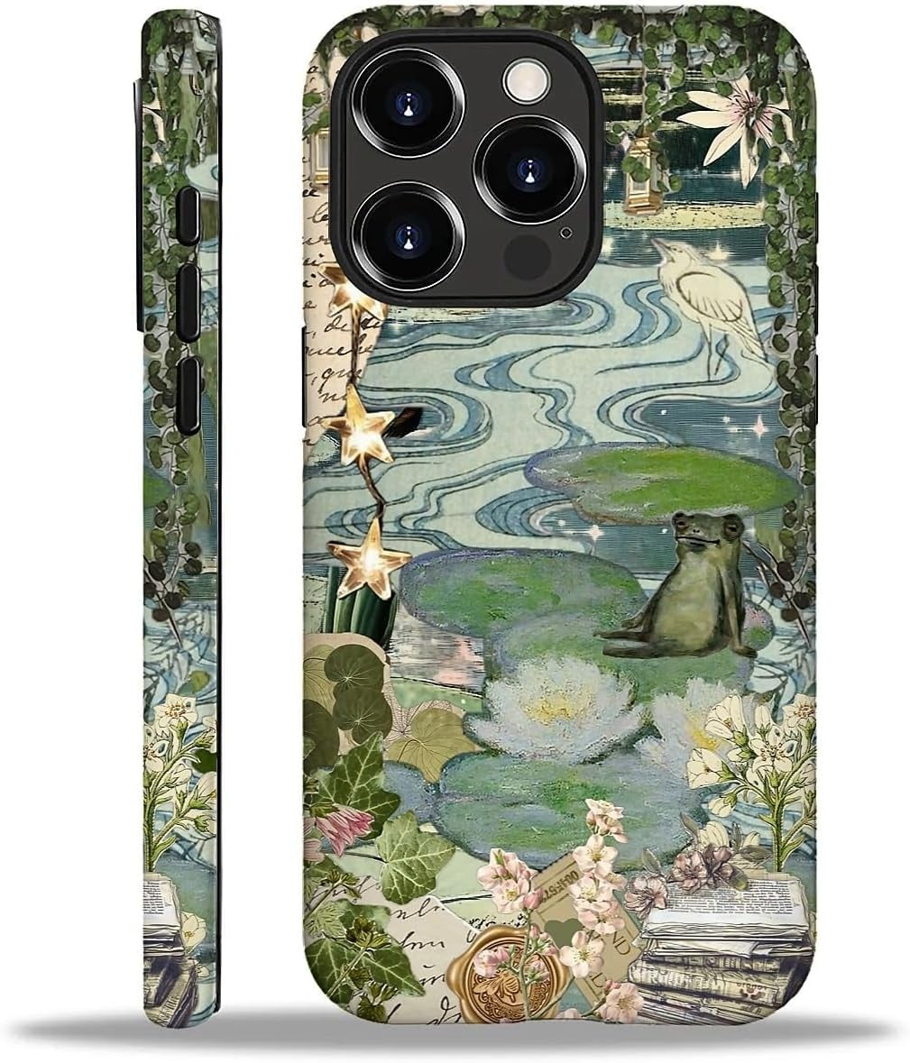 Aesthetic Frog Pond Phone Case 11 12 13 14 15 16 Pro Max Stylish Hybrid ...