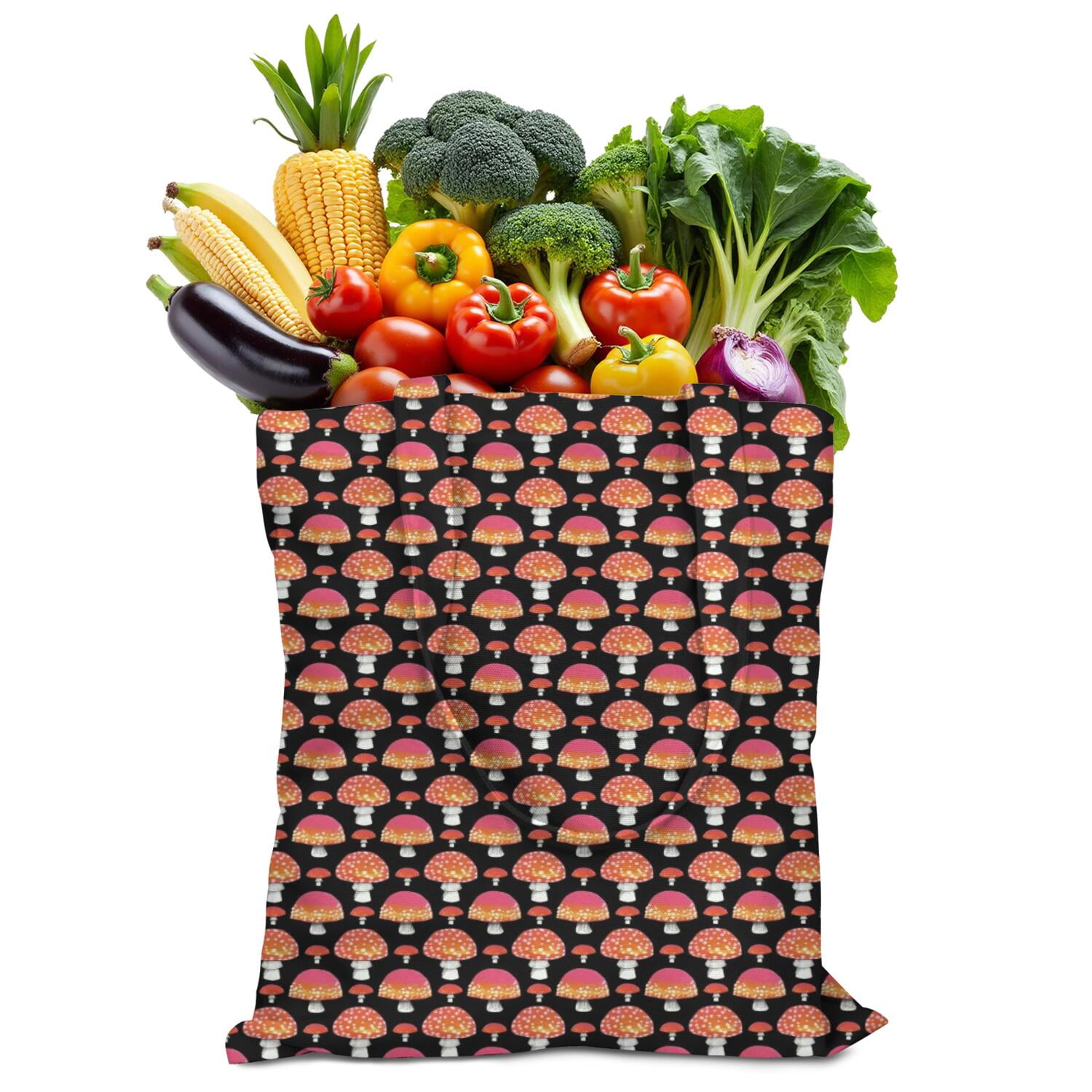 Aesthetic Fungi Canvas Tote Bag, Reusable Whimsical Mushroom Handbag ...