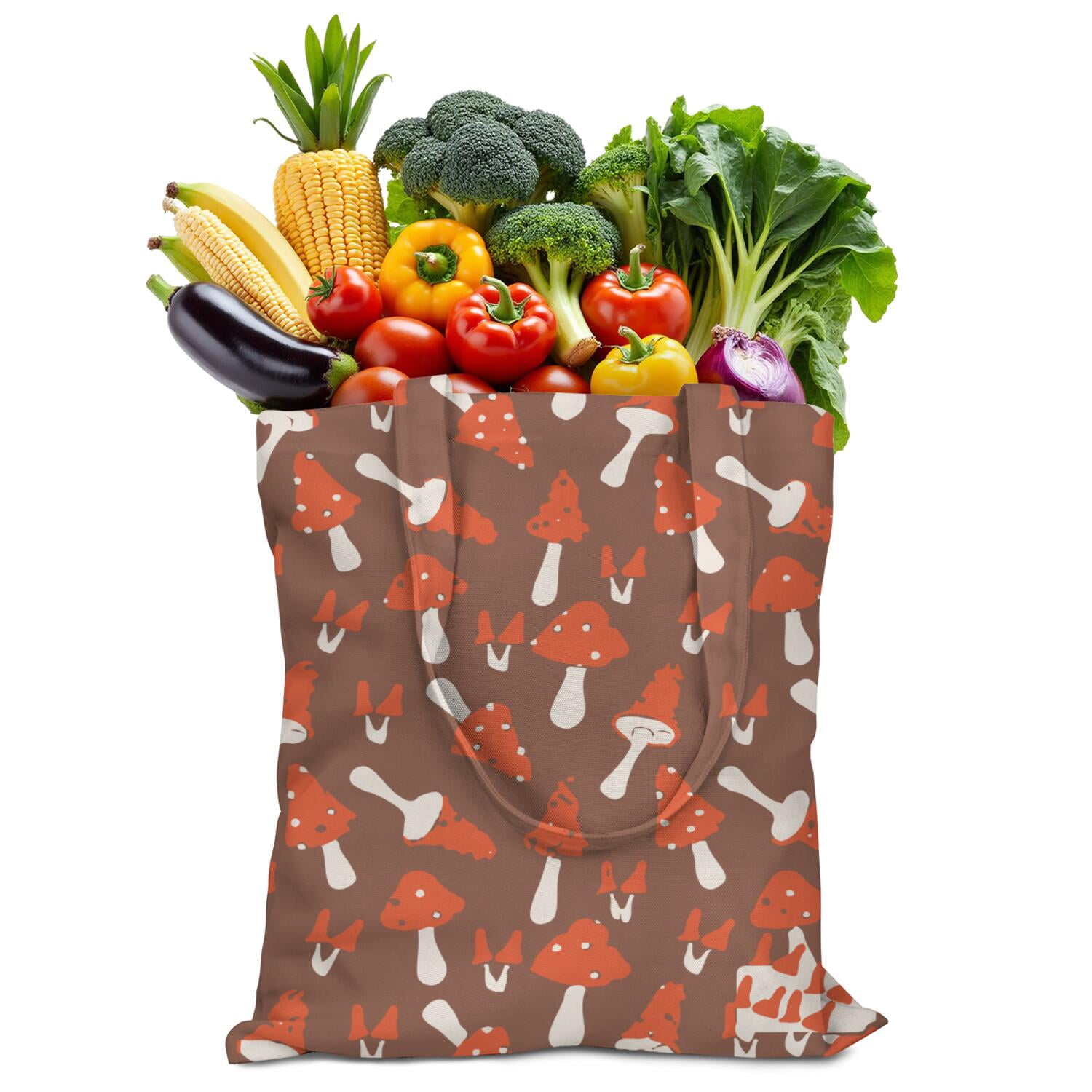 Aesthetic Fungi Canvas Tote Bag, Reusable Whimsical Mushroom Handbag ...