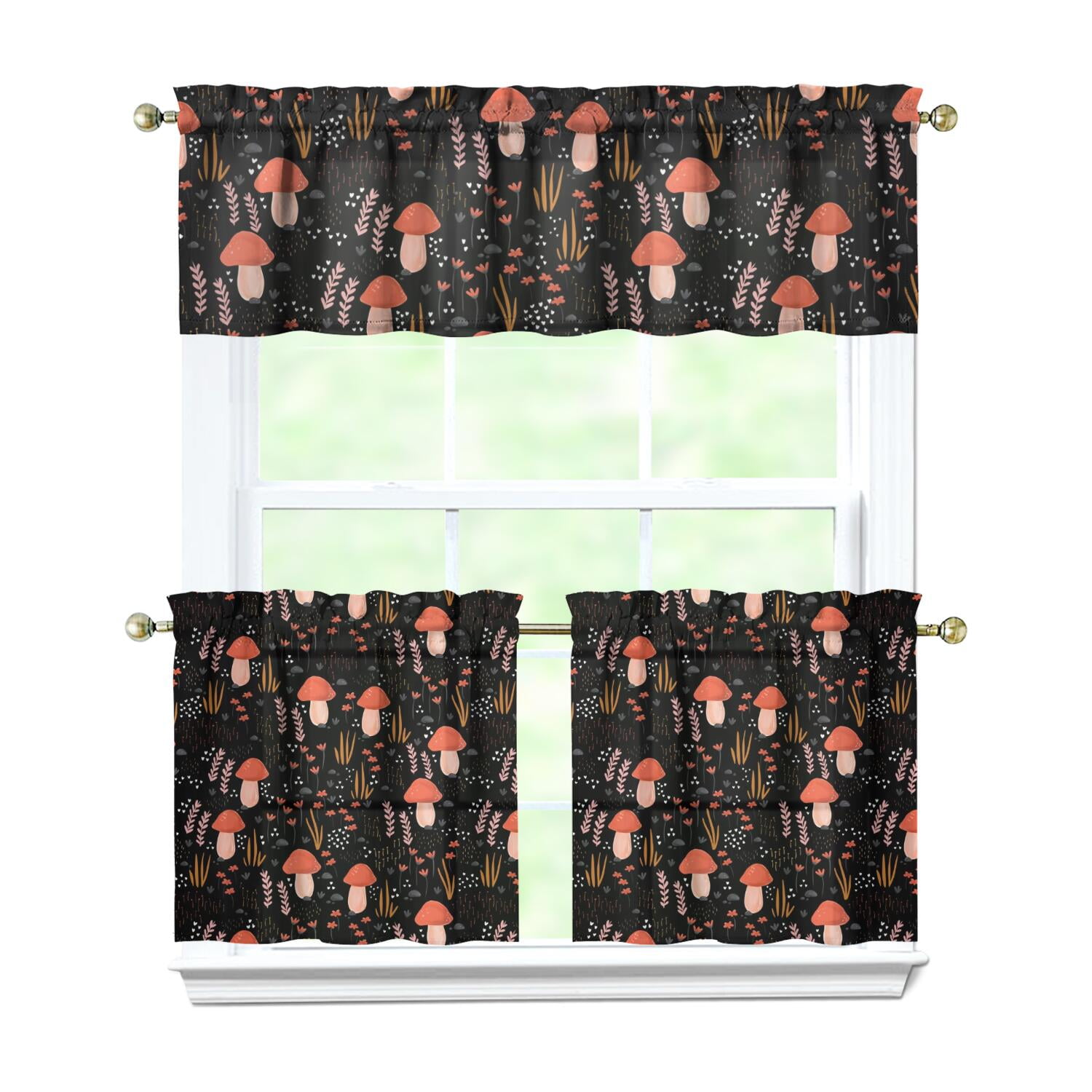 Aesthetic Fungi Gothic Kitchen Curtains Set, Cottagecore Fungi and ...