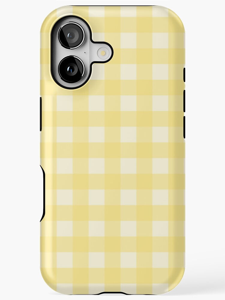 Aesthetic Gingham Check Light Yellow iPhone Case 11 12 13 14 15 16 17 ...
