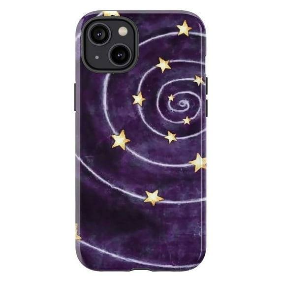 Aesthetic Gold Star Swirl Phone Case, Dark Purple Tie-Dye Pattern ...