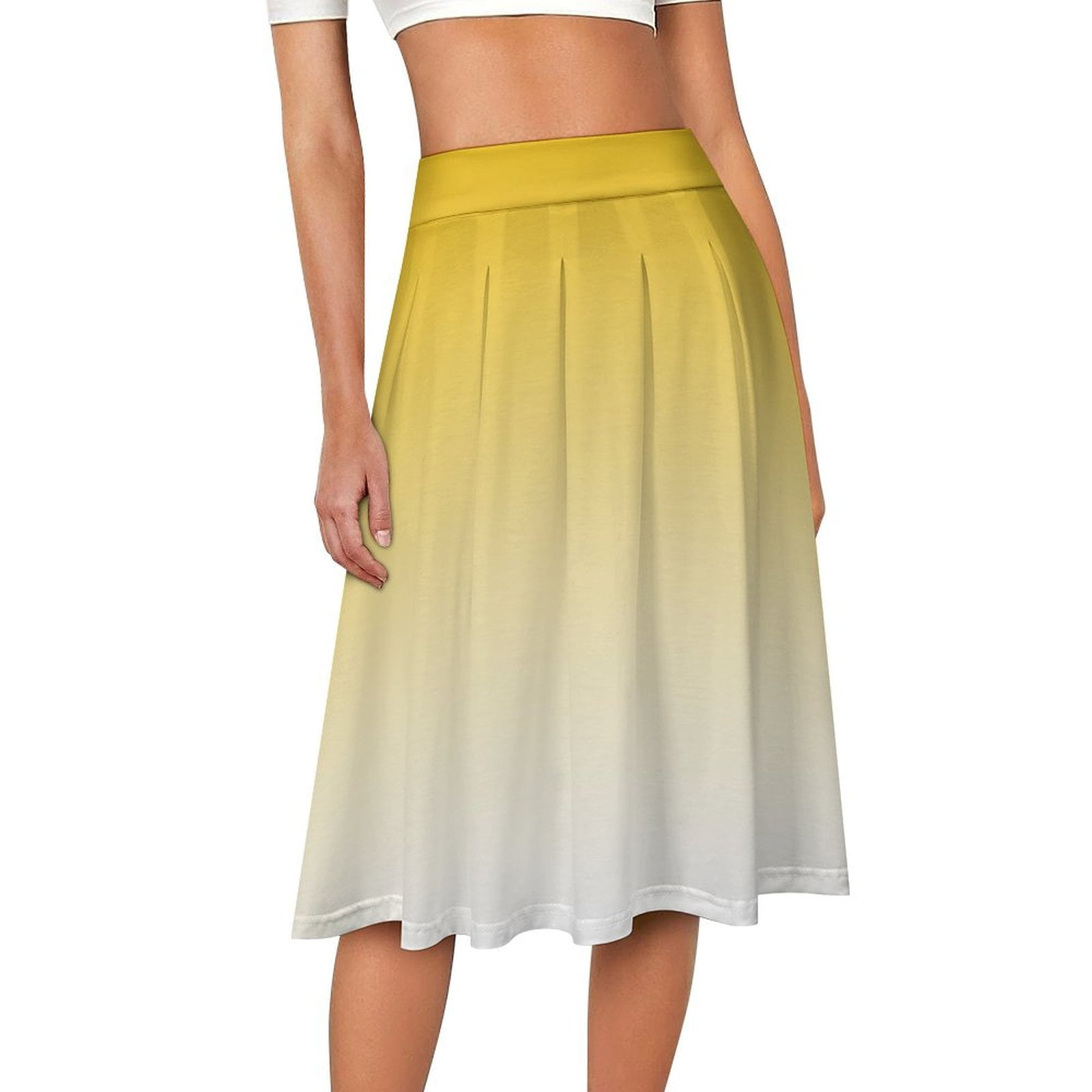 Aesthetic Golden Yellow And White Gradient Knee Length Skorts Skirts ...