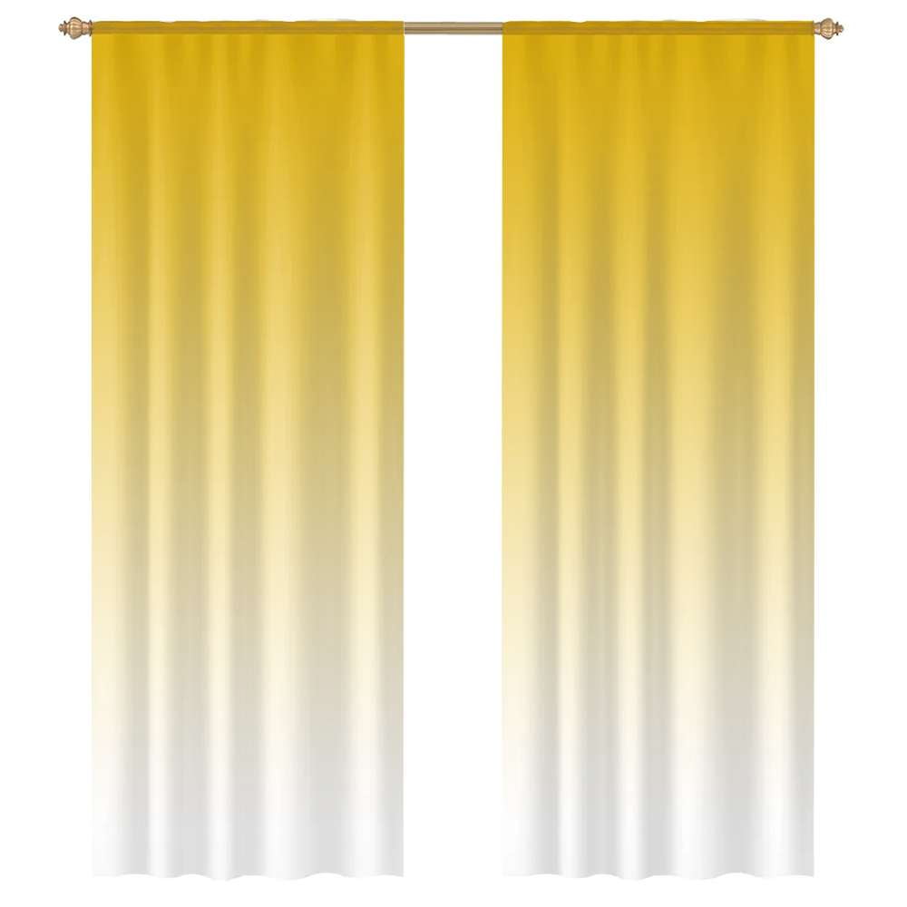 Aesthetic Golden Yellow And White Gradient Sheer Voile Curtain Window ...